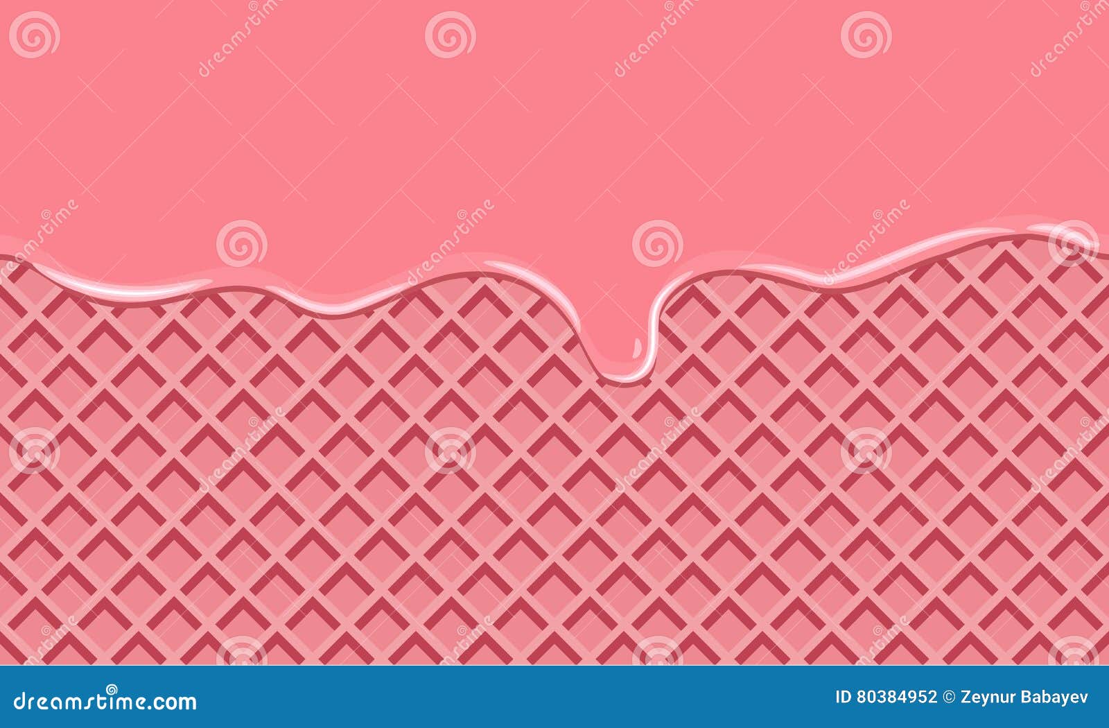 Cream Melted On Wafer Background Flat Color Style Stock Vector