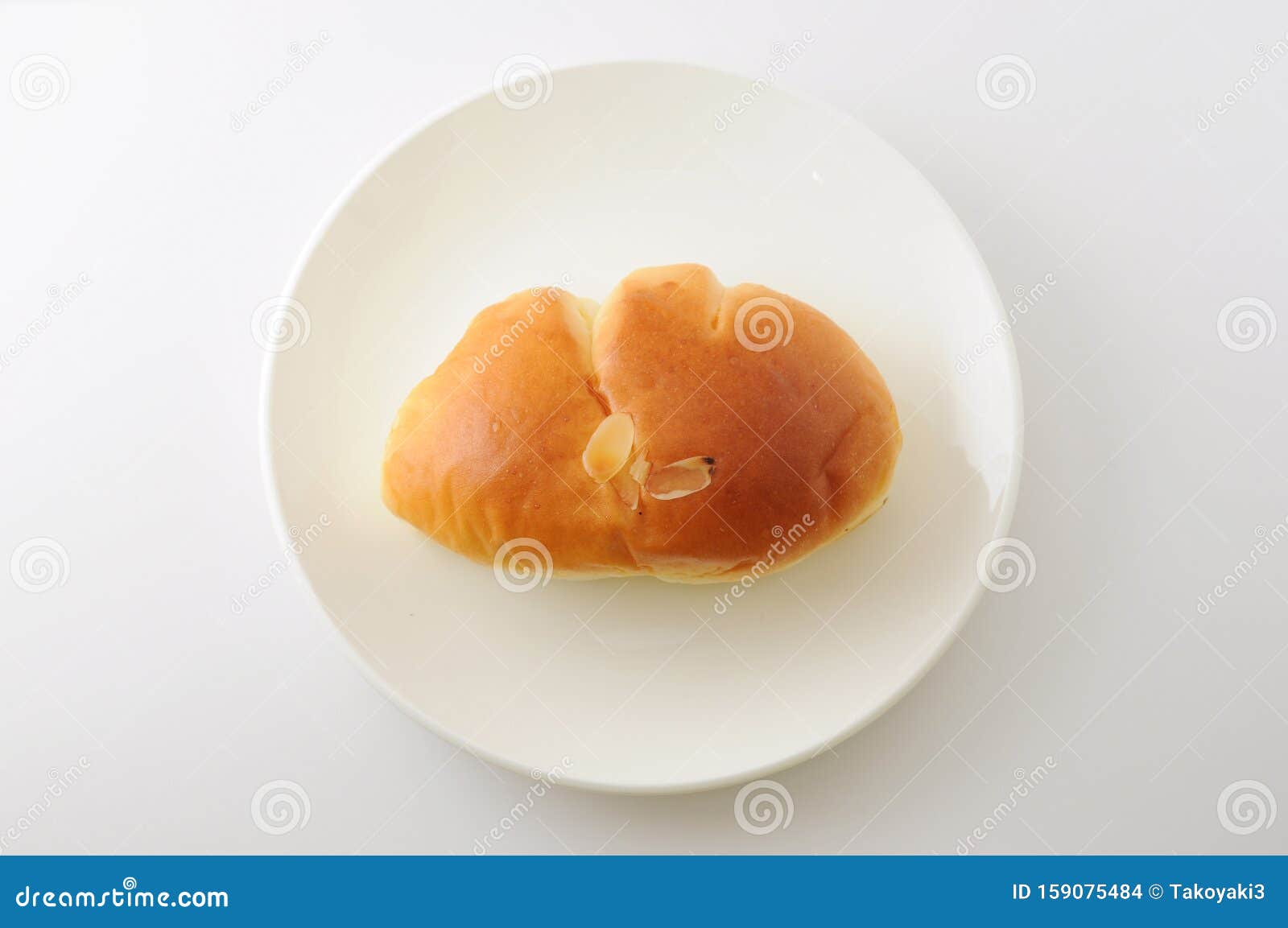 Cream Pan Bread on Plate on White Background Stock Photo - Image of ...