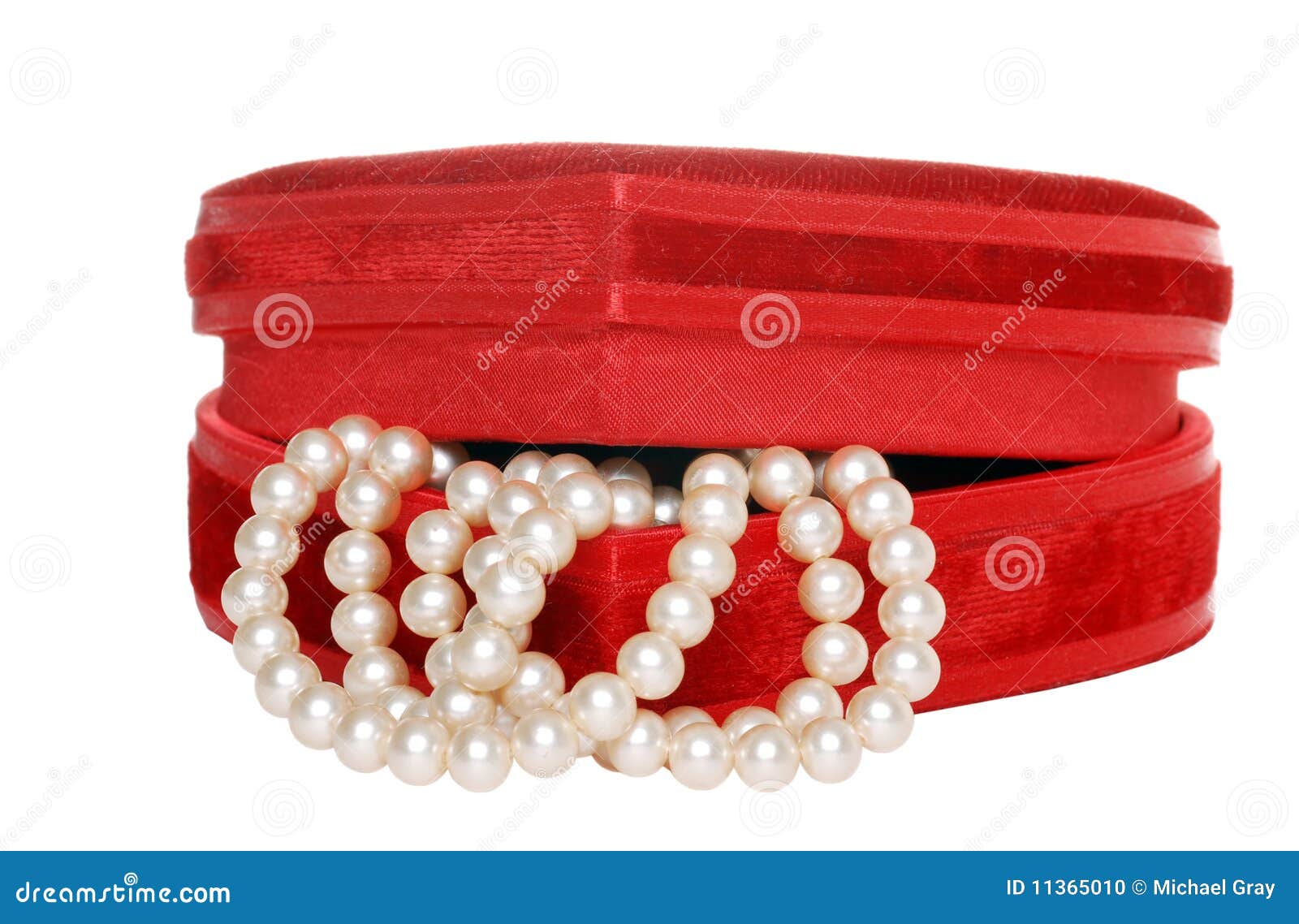 Cream pearls in a red box stock photo. Image of rich - 11365010