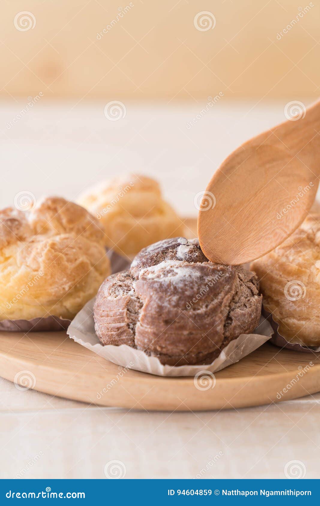 Cream puff on plate stock image. Image of cream, custard - 94604859