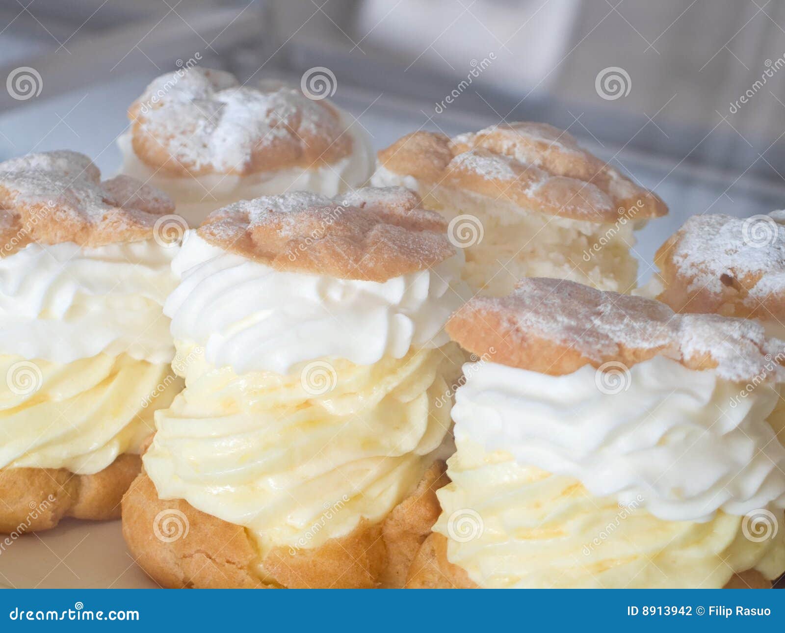 Cream puffs in pastry shop stock photo. Image of gourmet - 8913942