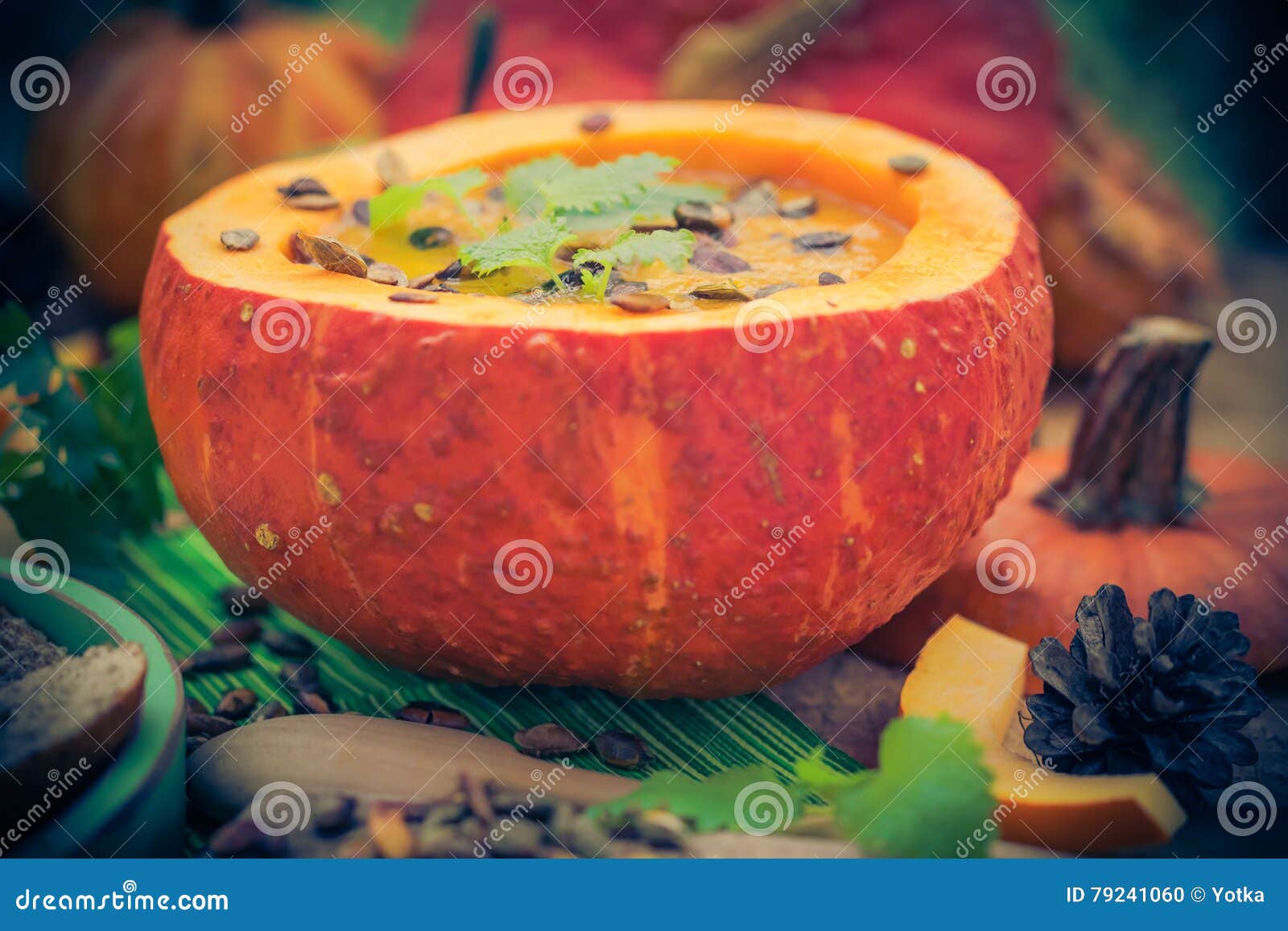 Cream Pumpkin Pulp Soup Served Dish Pumpkin Stock Photo - Image of ...