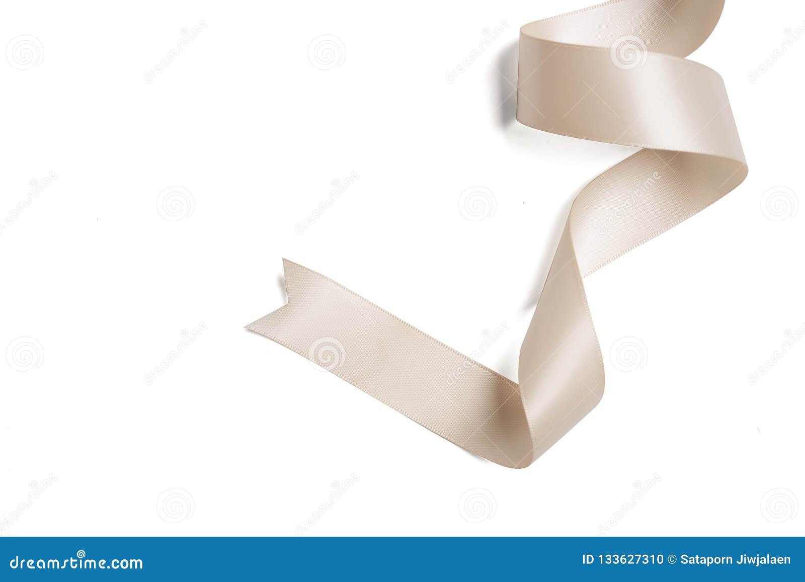 Cream Ribbon in Roll on White Stock Photo - Image of satin, isolated ...
