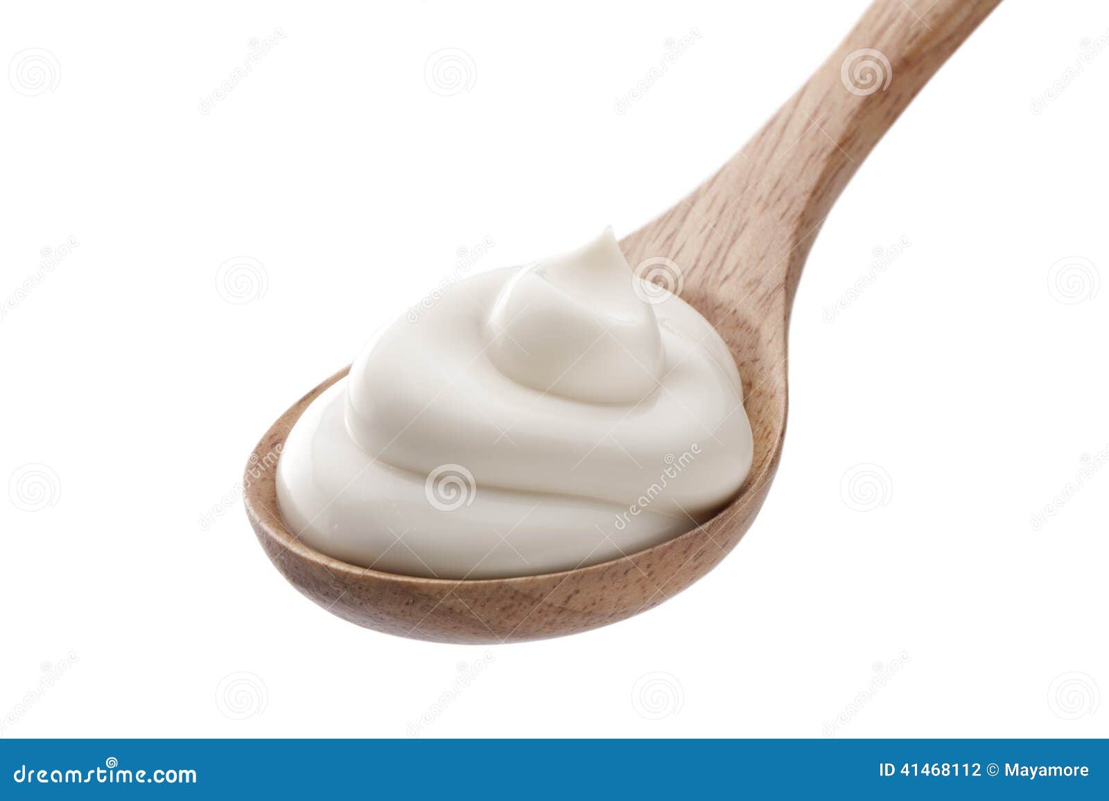 Cream in spoon isolated stock photo. Image of sauce, yogurt - 41468112