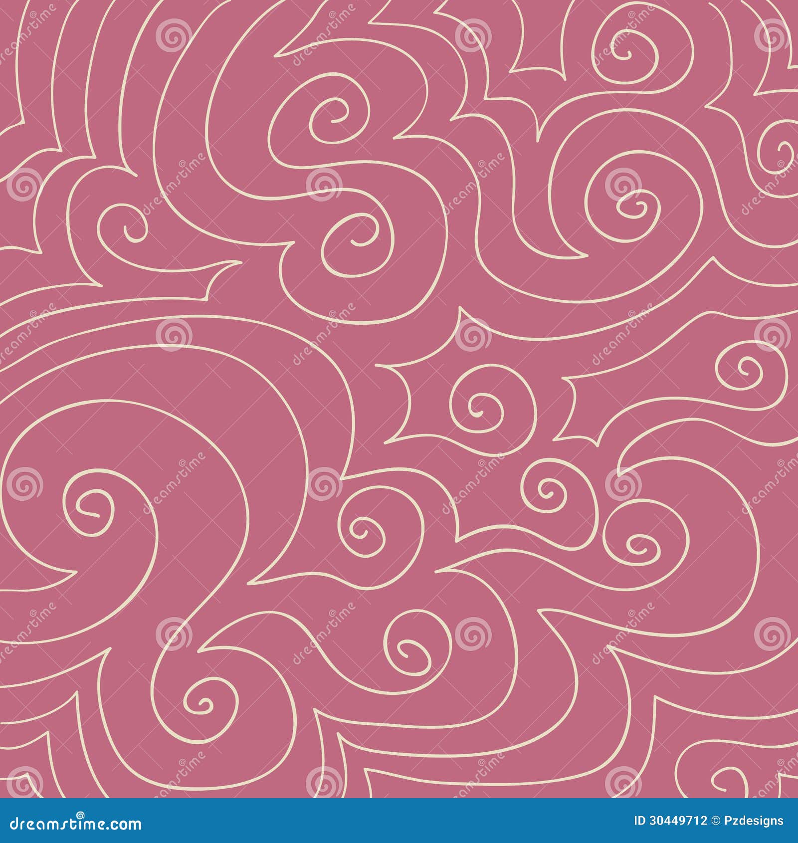 Cream Swirls Pattern on Dusty Rose Pink Stock Vector - Illustration of ...