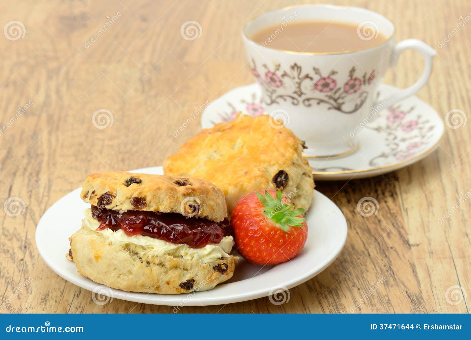 Cream Tea Scones and a Cup of Tea Stock Photo - Image of scone ...