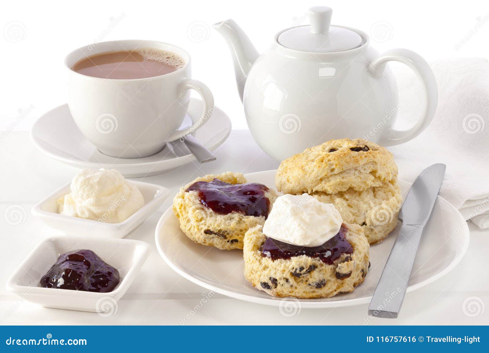 Cream Tea with Teapot stock photo. Image of devon, cream - 116757616