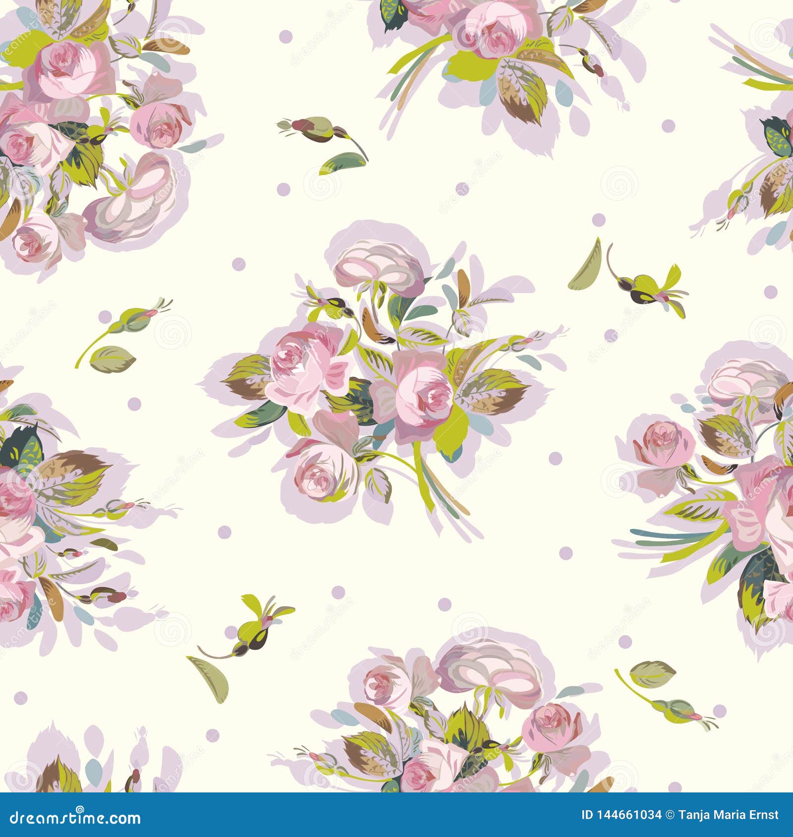 Cream Pattern with Rose Bouquet. Stock Vector - Illustration of brown ...