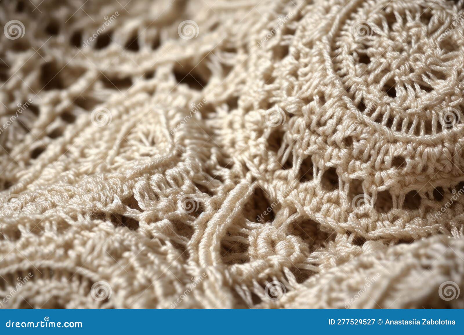 Creamcolored Crochet Fabric Texture. Generative AI Stock Illustration ...