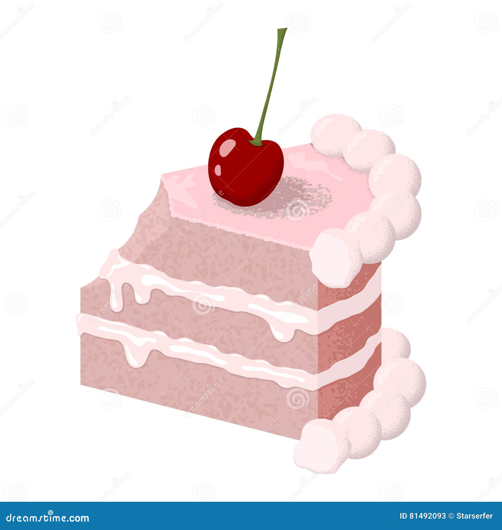 Creamy bitten cake slice stock vector. Illustration of bakery - 81492093