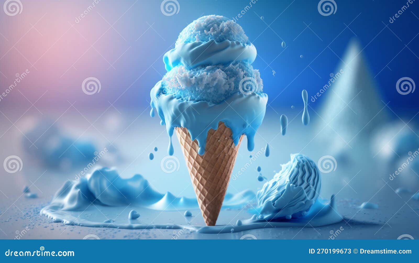 Creamy Blue Ice Cream Generative Illustration AI Stock Illustration ...