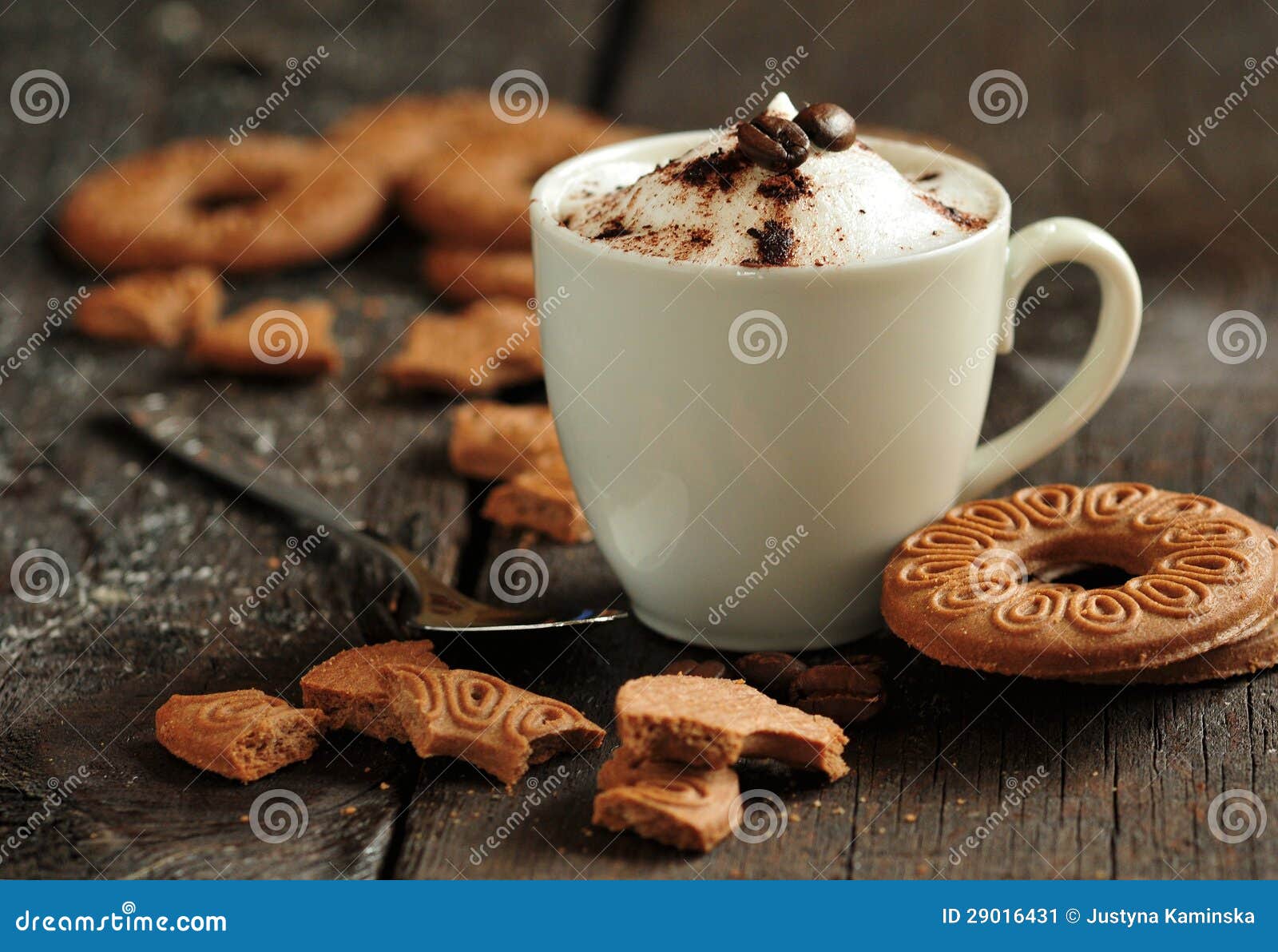 Creamy coffee and cookies stock image. Image of brown - 29016431
