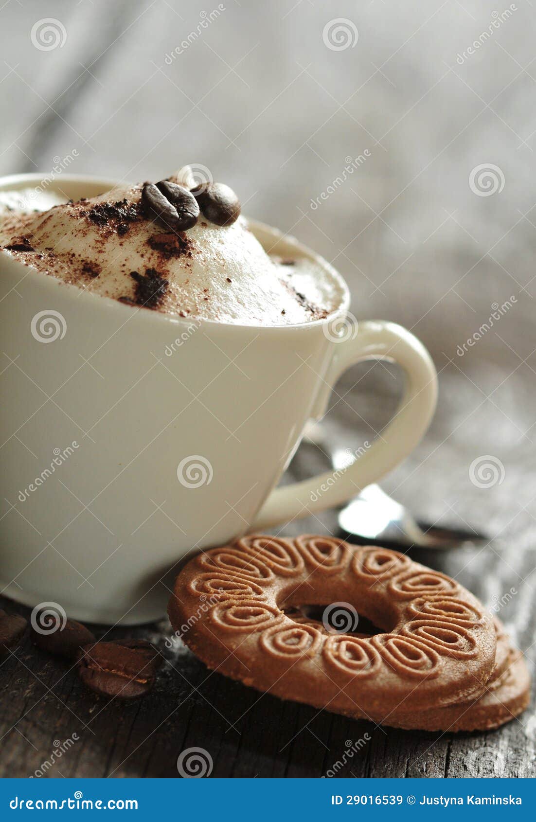 Creamy coffee and cookies stock image. Image of black - 29016539