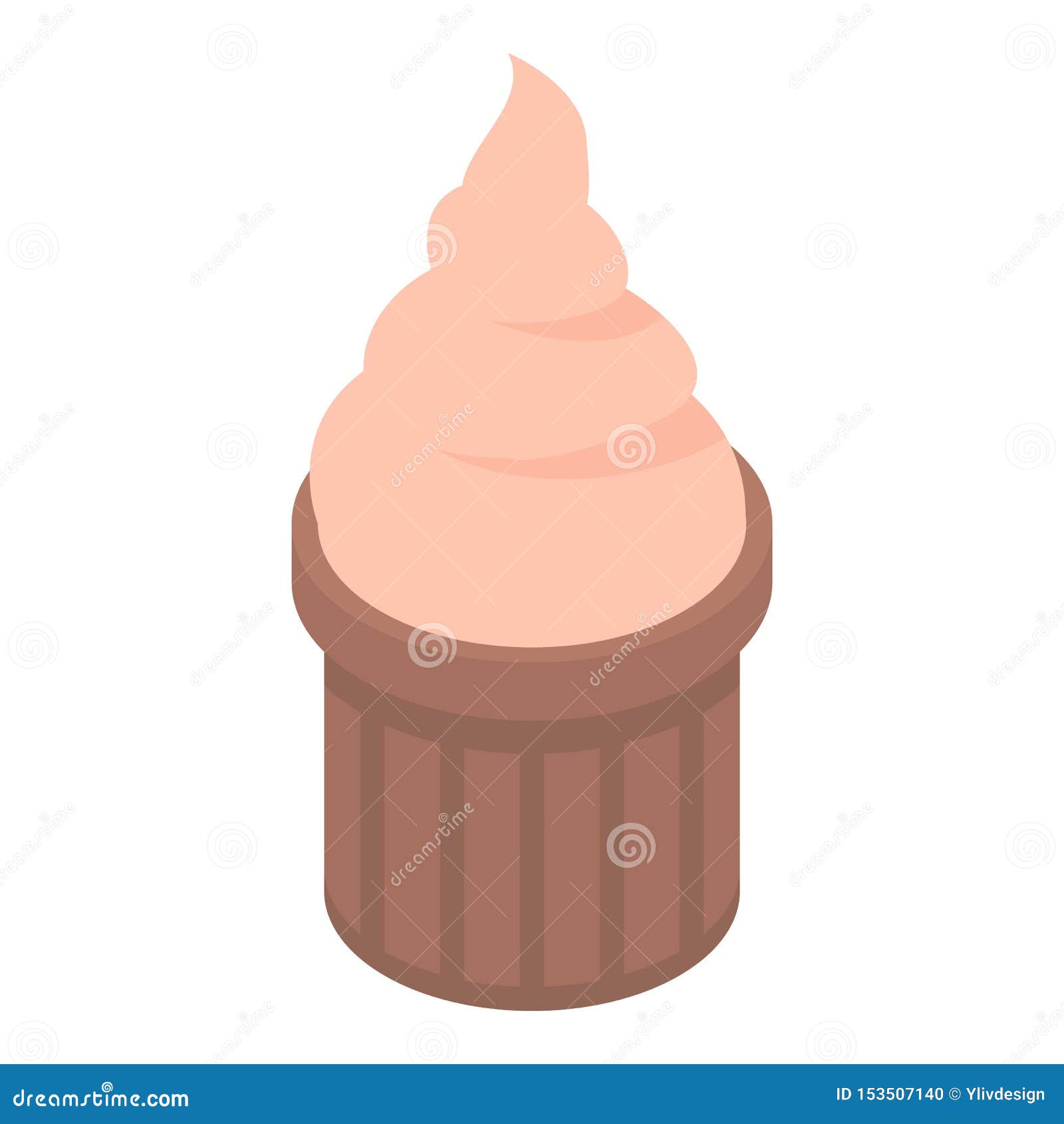 Creamy Cupcake Icon, Isometric Style Stock Vector - Illustration of ...