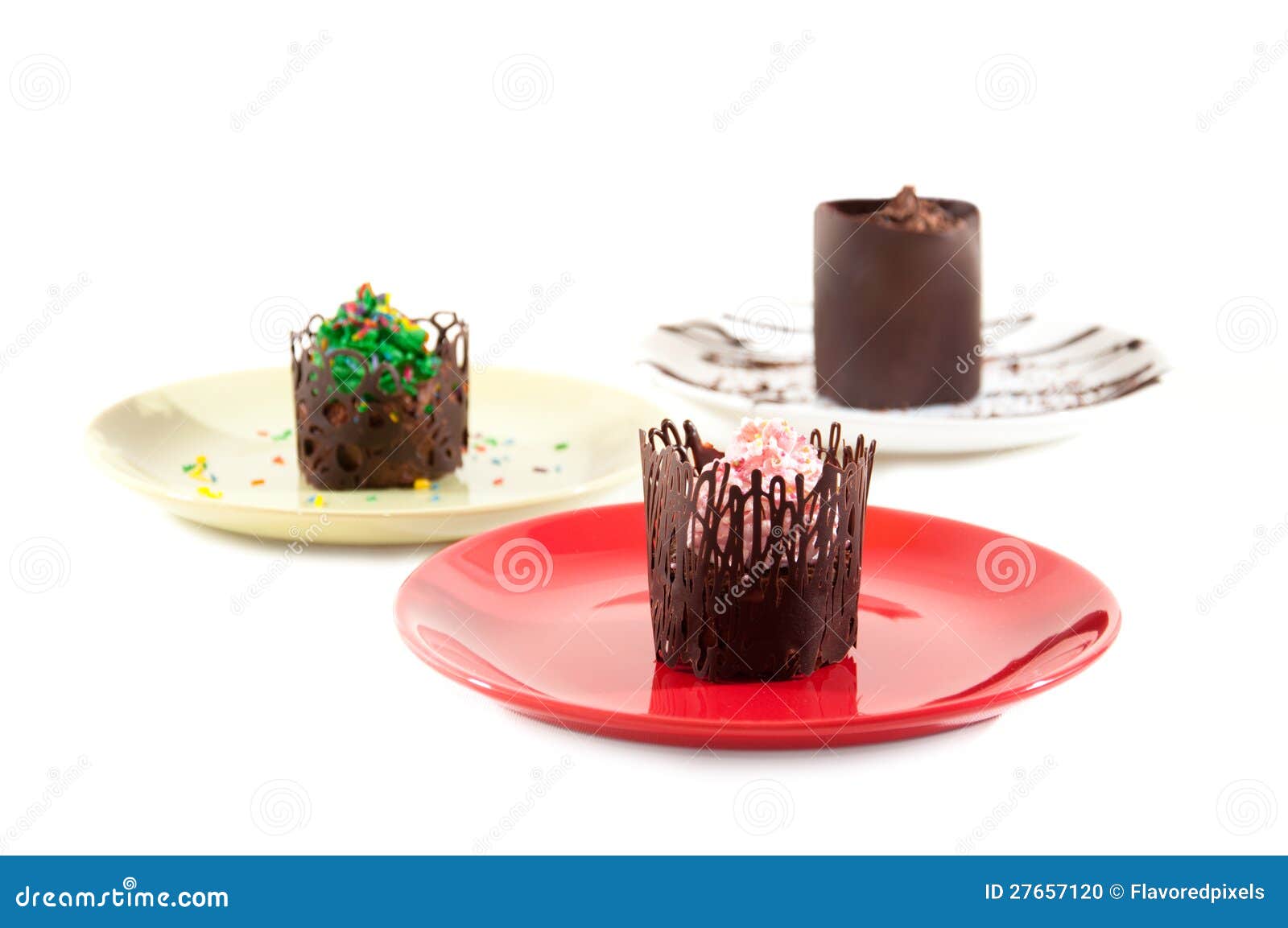 Creamy Desserts in Chocolate Fences Stock Photo - Image of fences ...