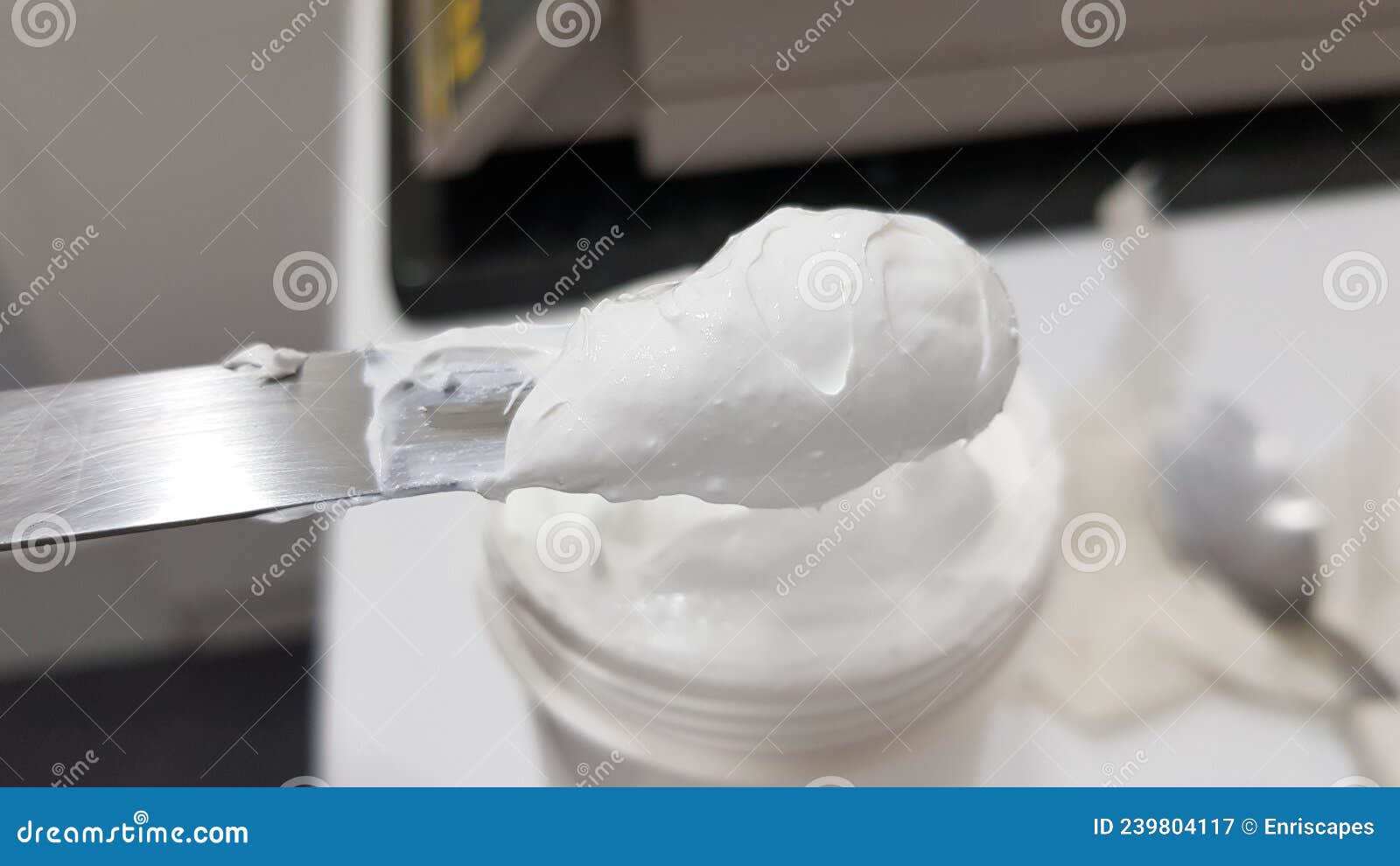Creamy Emulsion Freshly Prepared in the Cosmetic Laboratory Stock Image ...