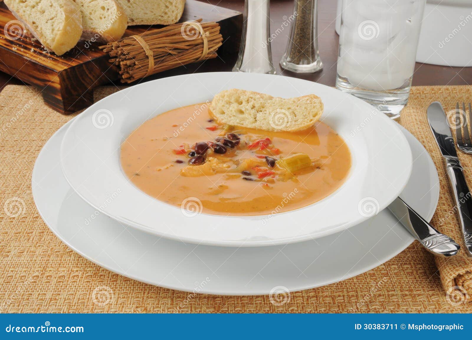 Creamy Gouda Bisque with Chicken Stock Image - Image of crust ...