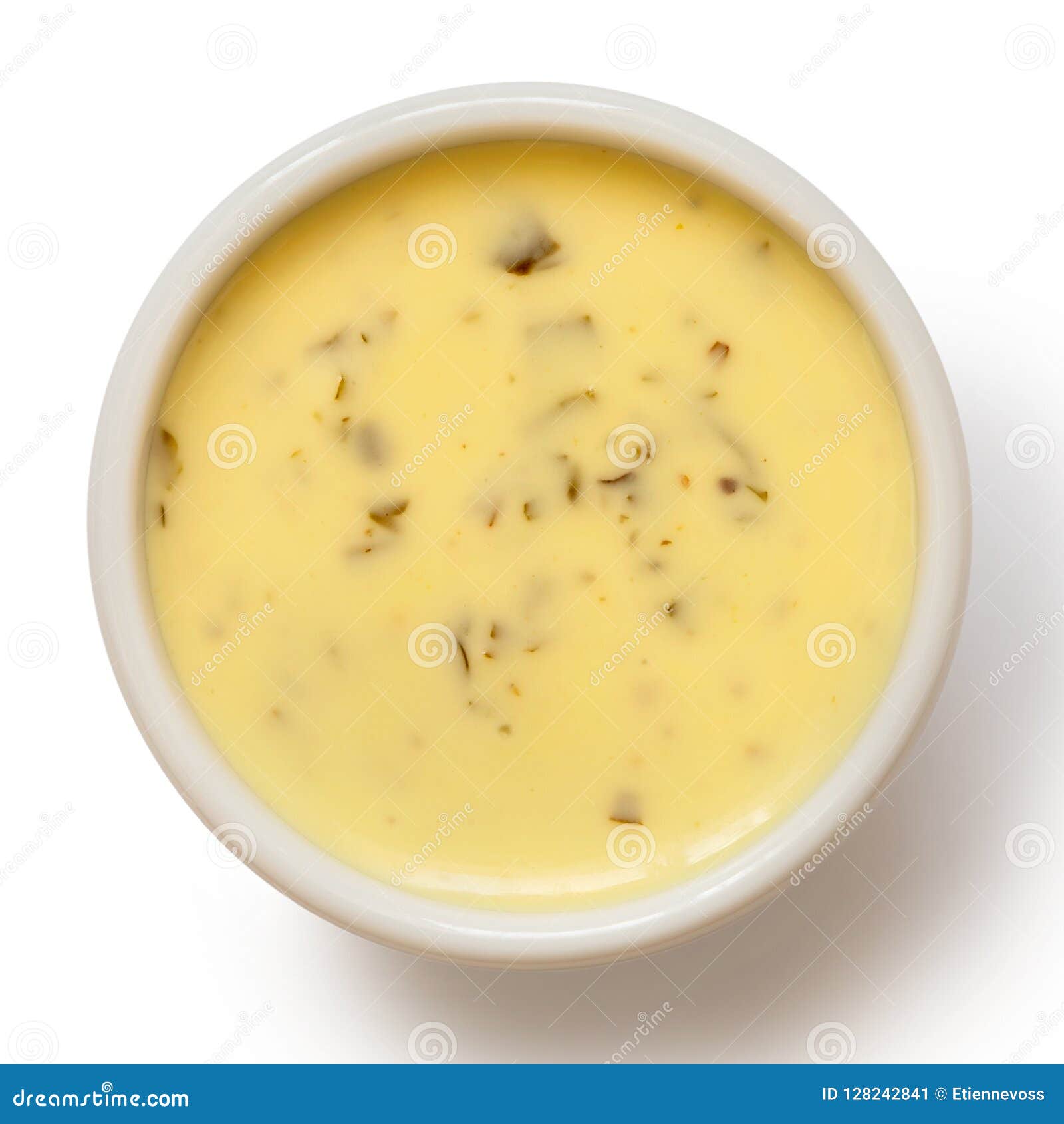 Creamy Herb Dressing in White Ceramic Condiment Bowl Isolated on Stock ...