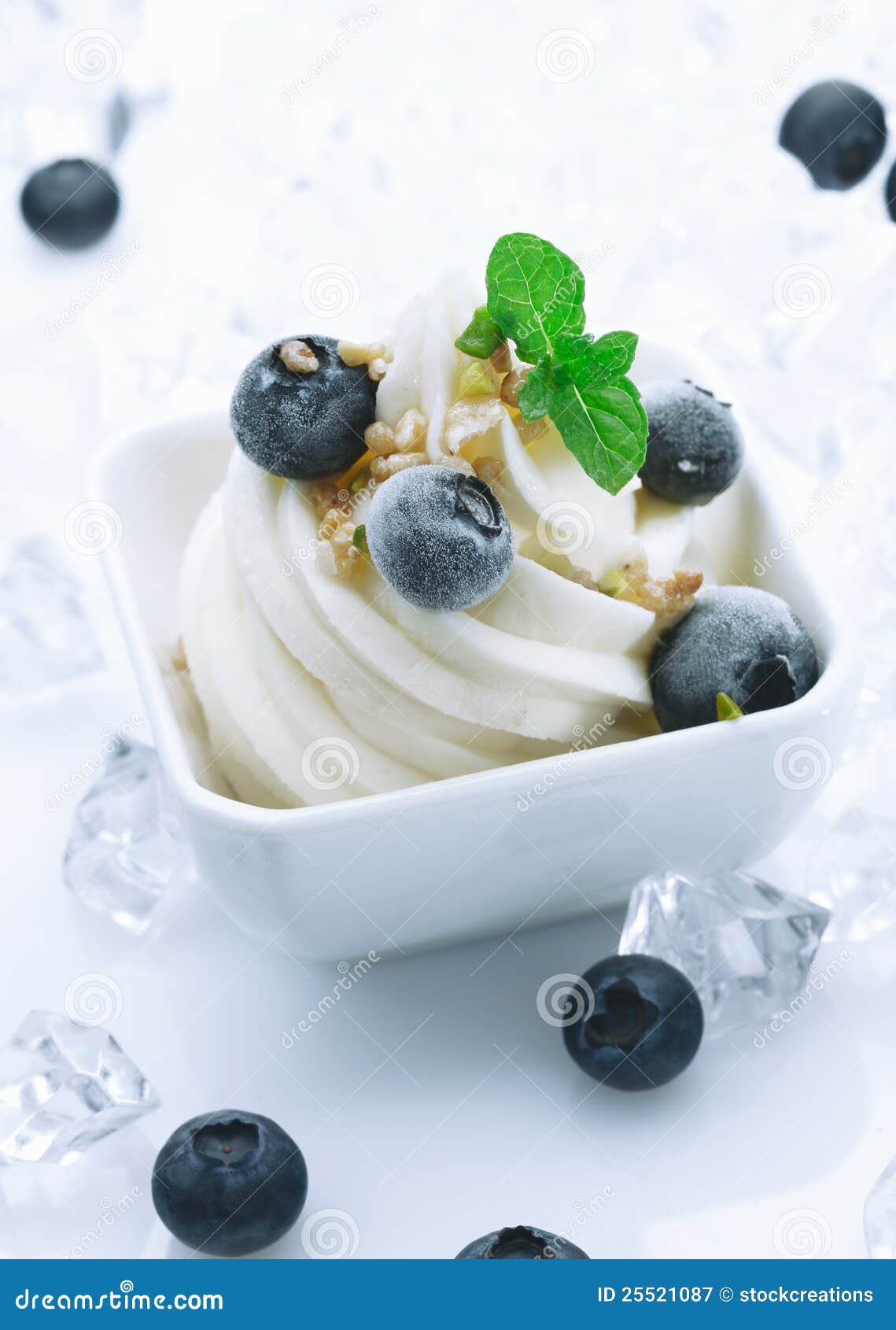 Creamy Ice Cream and Fresh Blueberries Stock Image - Image of italian ...