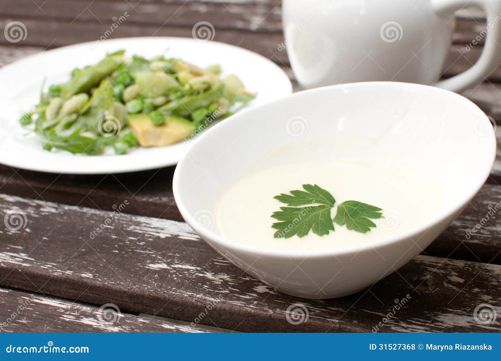 Creamy Mayonnaise Dressing For Salad Stock Photo - Image of green ...