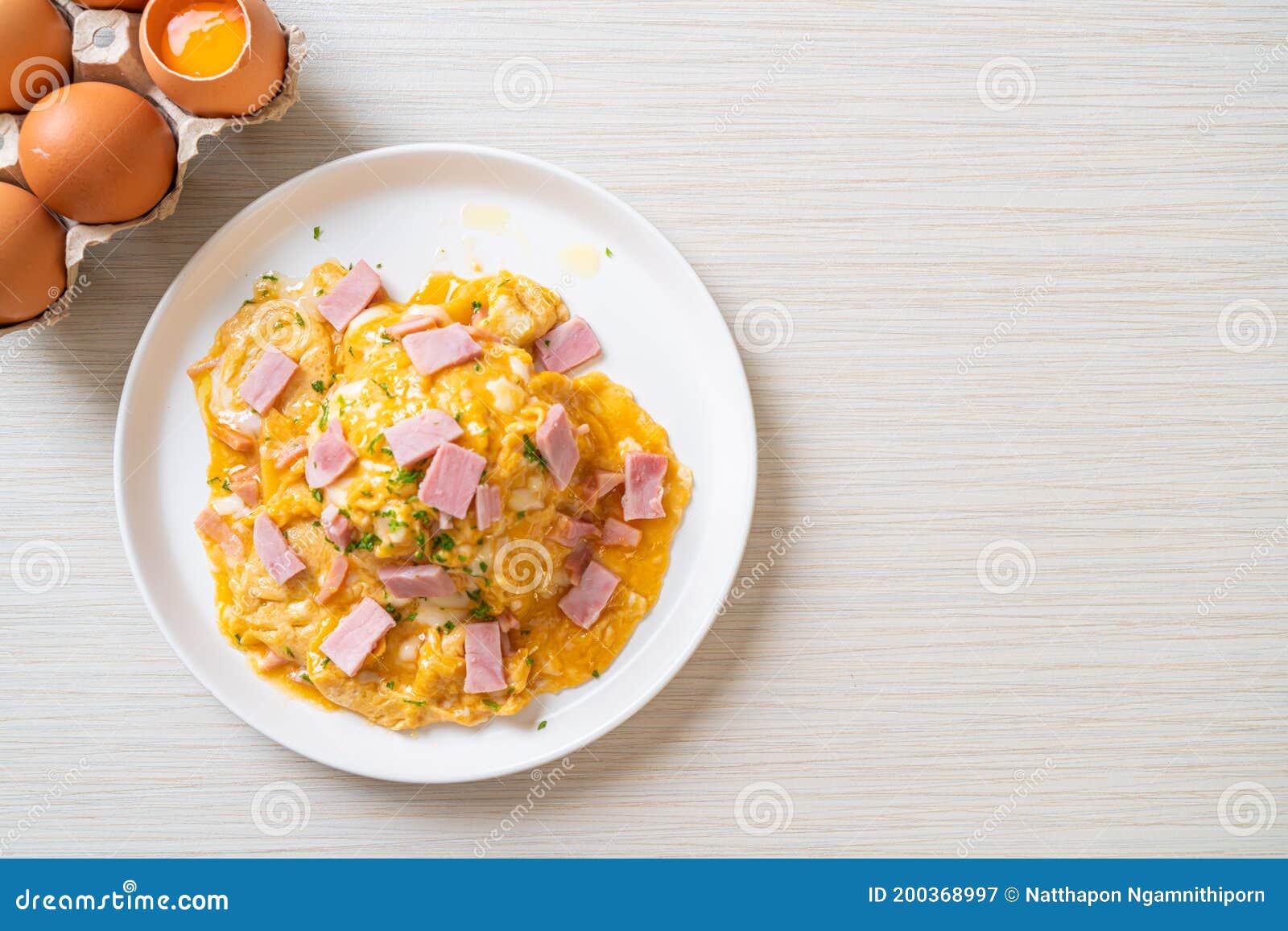Creamy Omelet with Ham on Rice Stock Image - Image of eggs, omuric ...