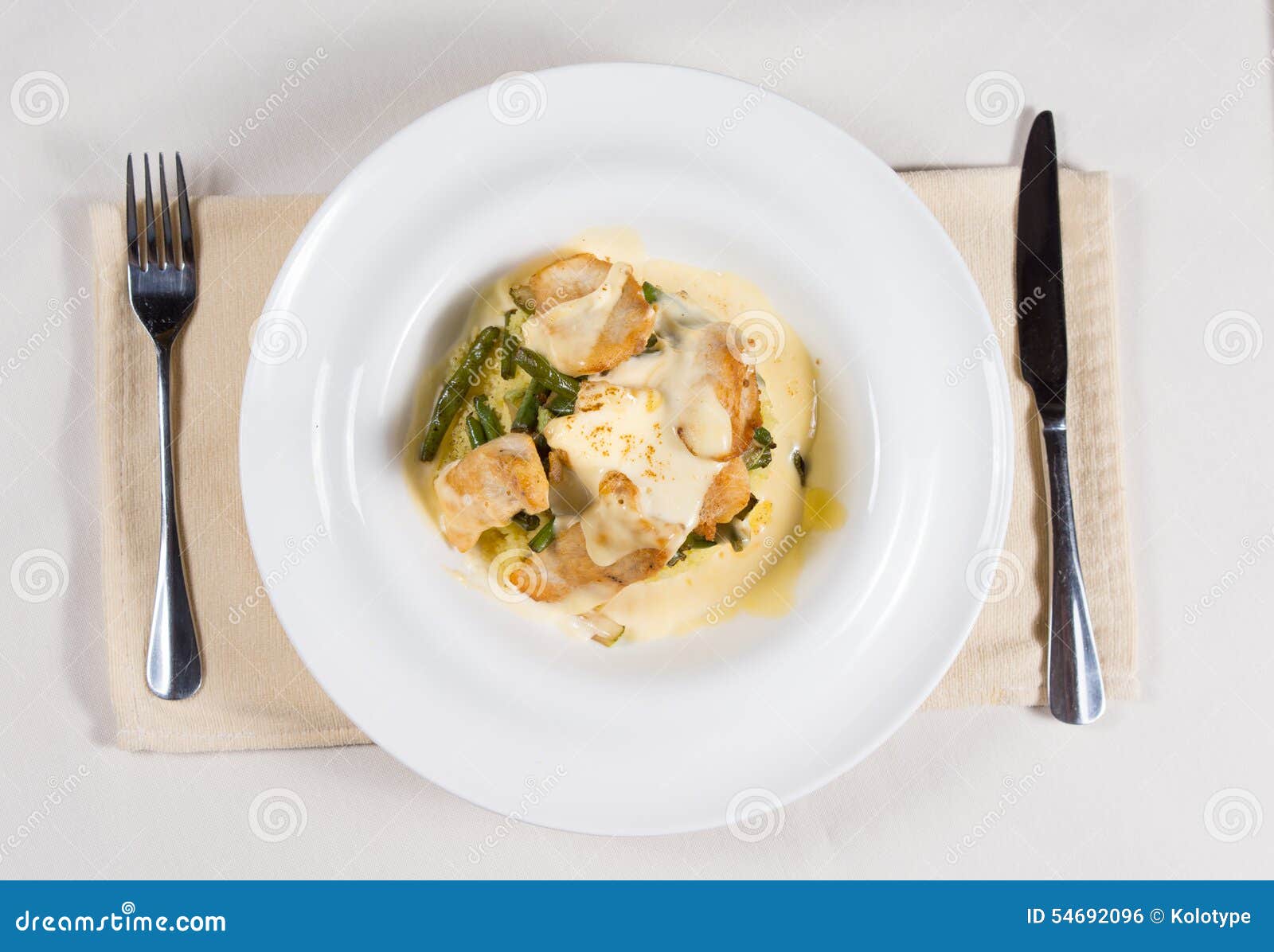 Creamy Prepared Dish at Simple Place Setting Stock Photo - Image of ...