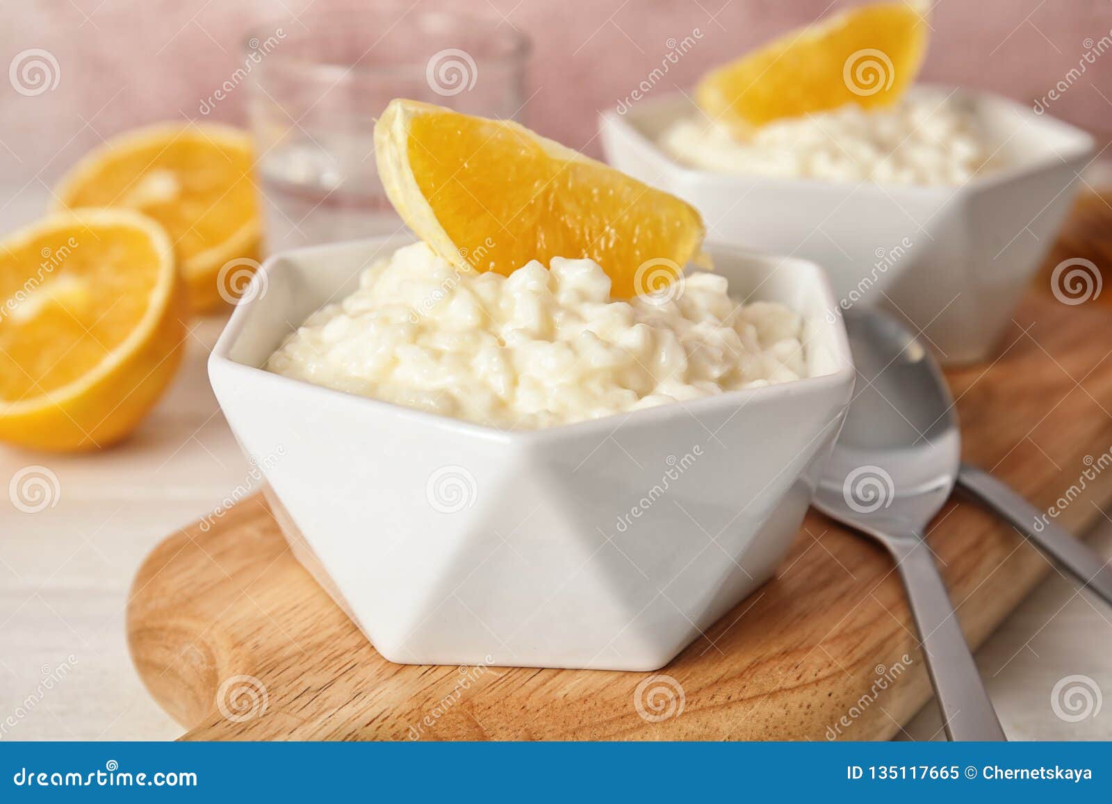 Creamy Rice Pudding with Orange Served Stock Image - Image of object ...