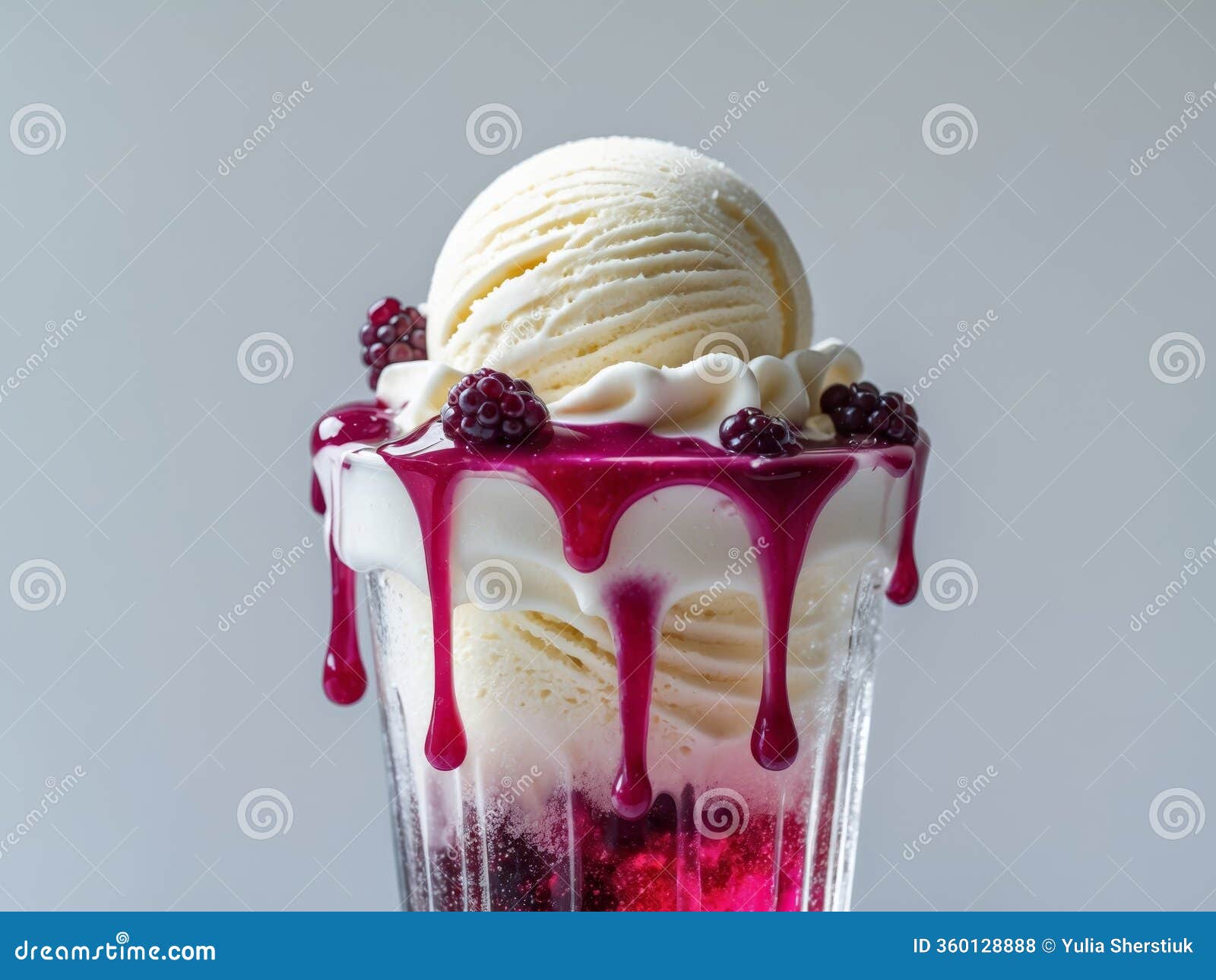 Creamy Vanilla Ice Cream Float with Berry Drizzle Stock Photo - Image ...