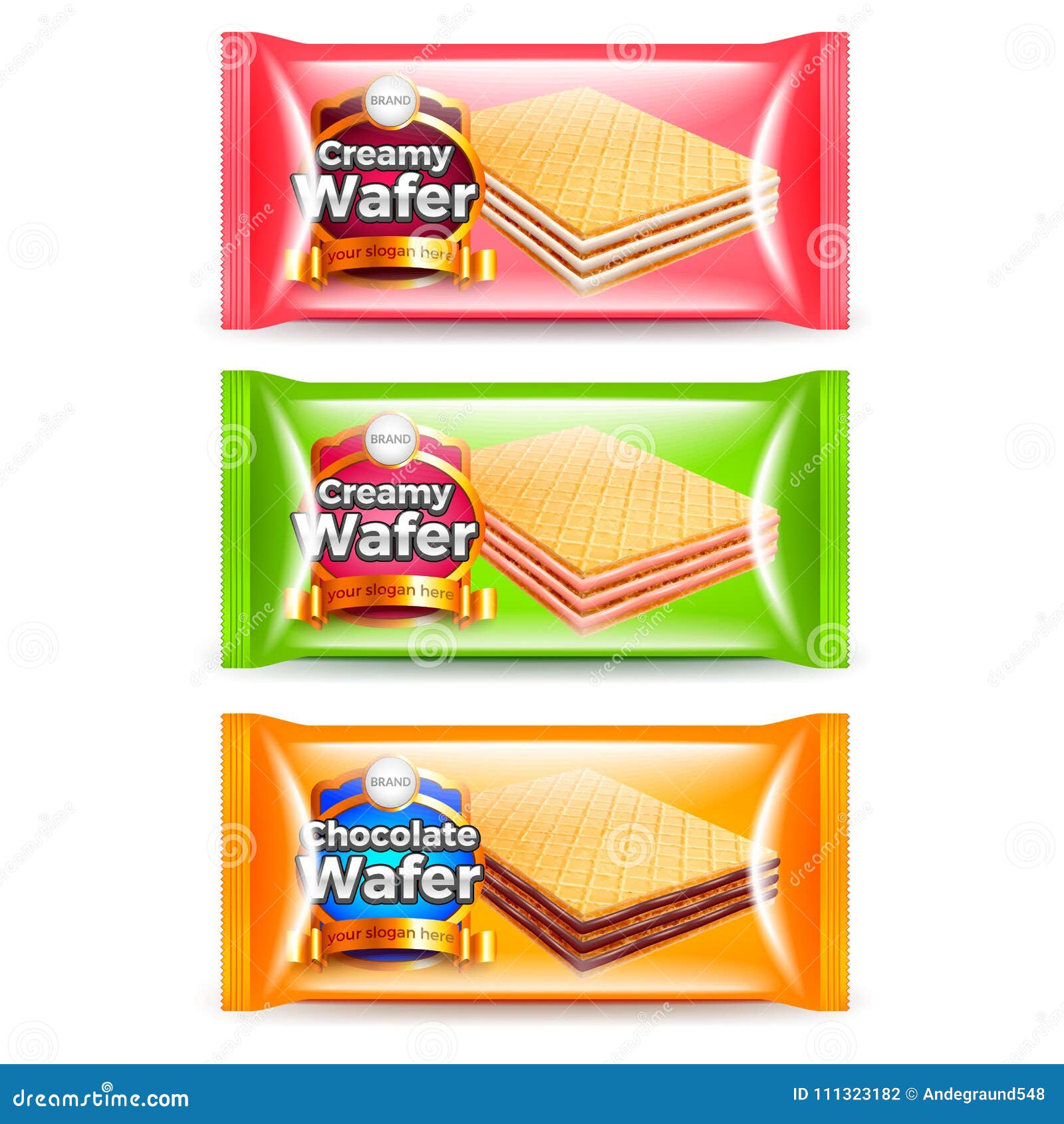 Creamy Wafer Packaging 3d Realistic Vector Set Stock Vector ...