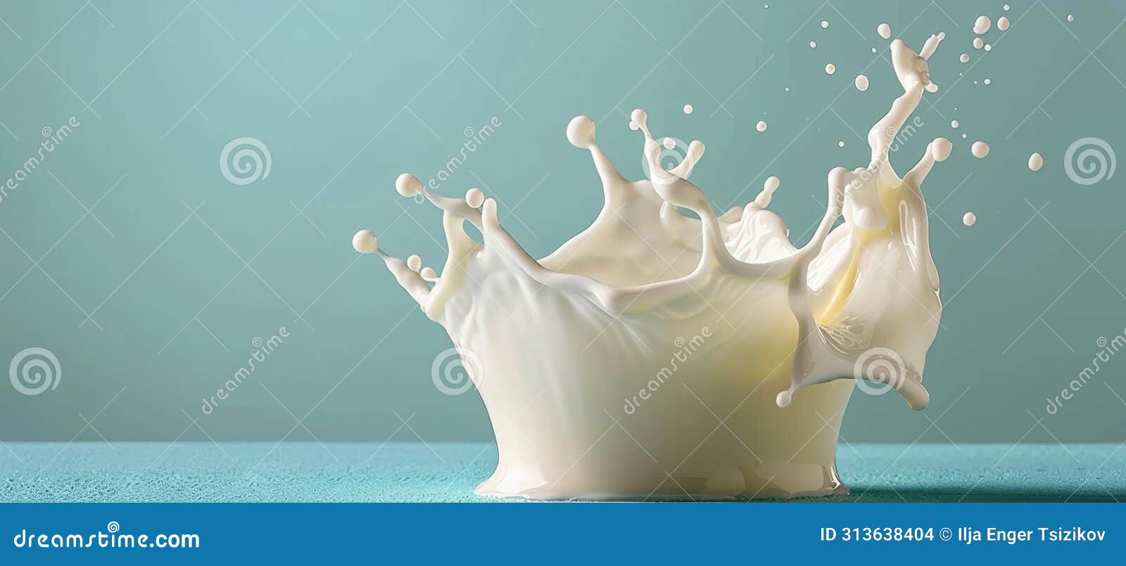 Creamy White Milk Splash on Vibrant Blue Background Creates Visually ...