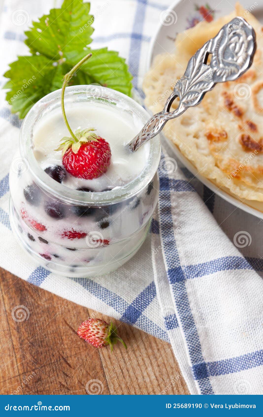 Creamy Yoghurt and Fresh Berries Stock Photo - Image of overhead ...