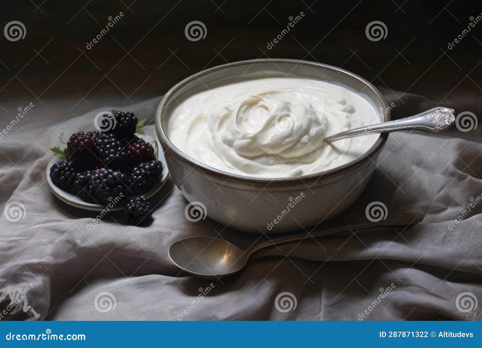 Creamy Yogurt Texture with a Spoon Dipping in Stock Illustration ...