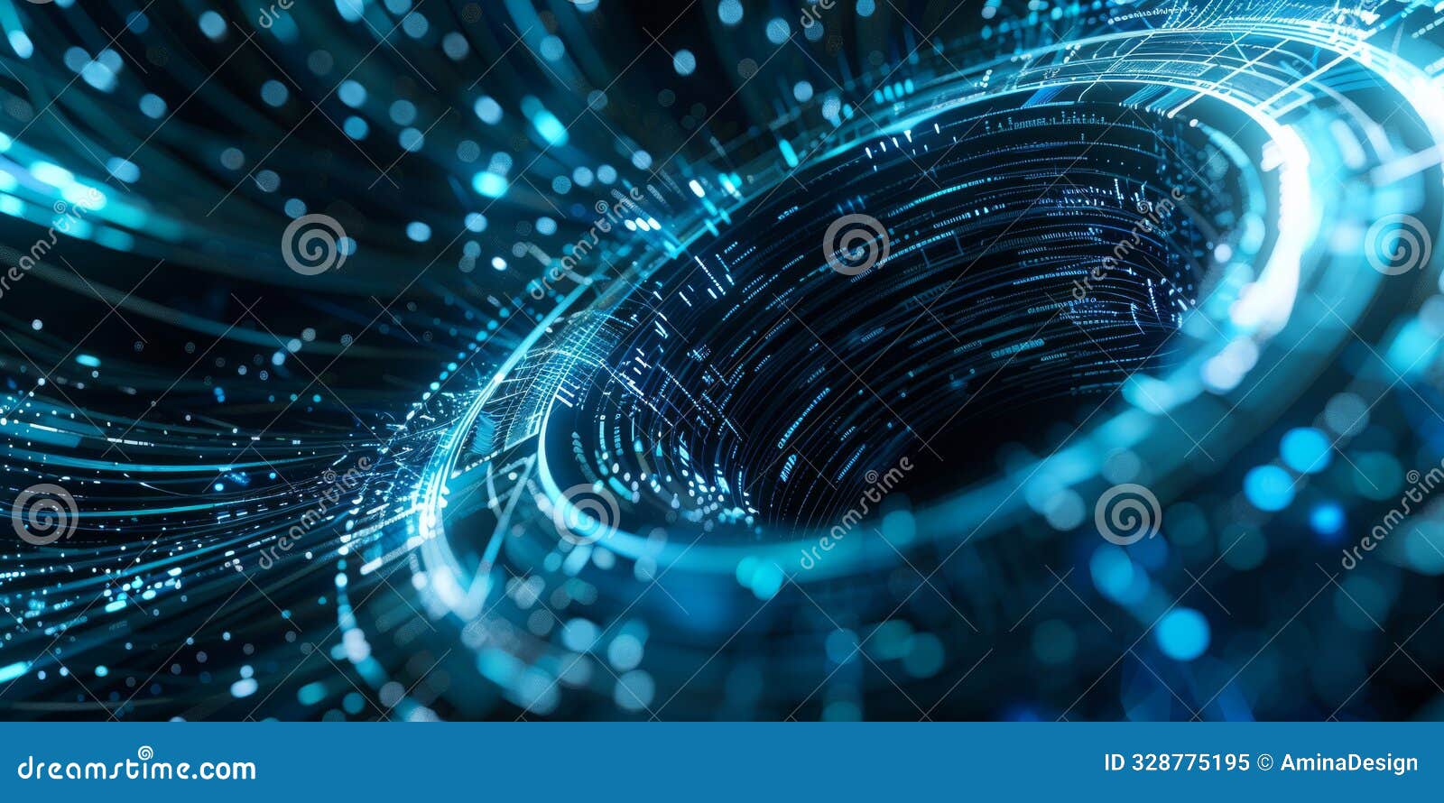 Create an Abstract Futuristic Vortex Filled with Glowing Blue Particles ...