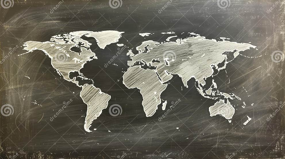 Create a Basic World Map with Chalk, Featuring Key Continents and ...