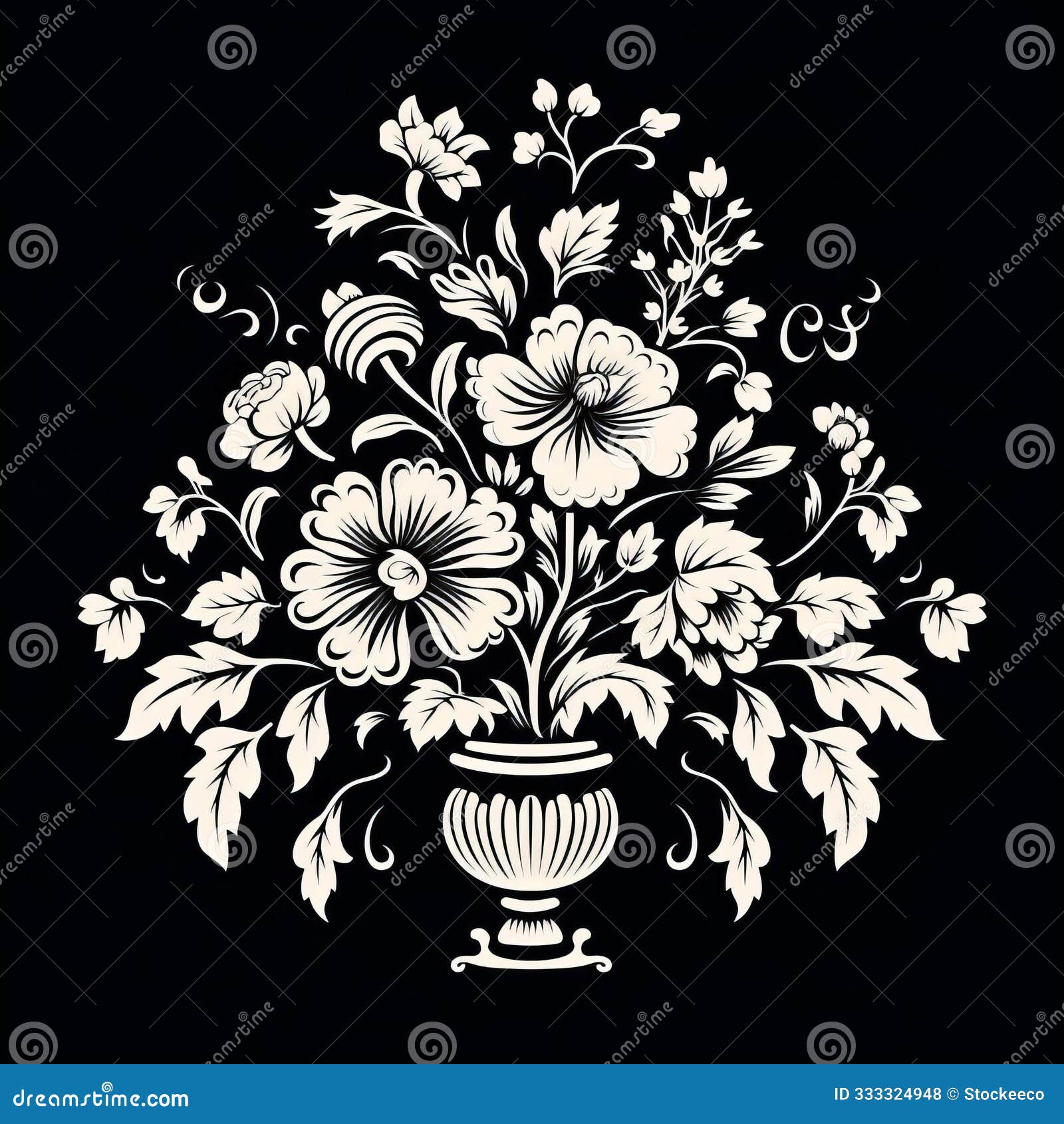 Create a Beautiful Black and White Centerpiece Vector Stencil Stock ...