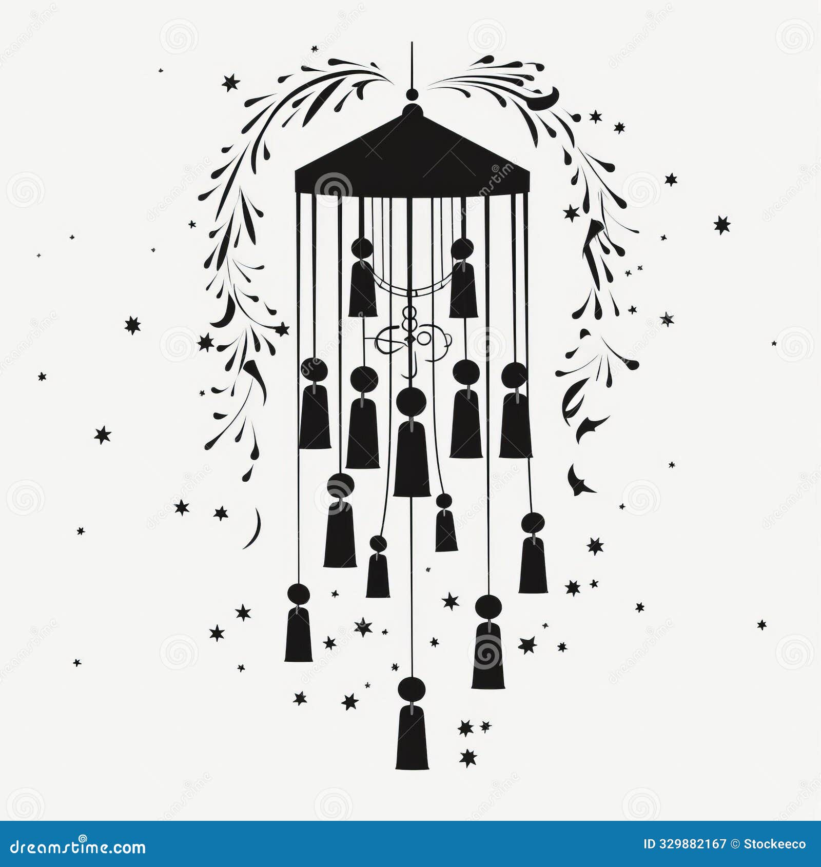 Create a Beautiful Wind Chime Vector Stencil Design Template Stock ...