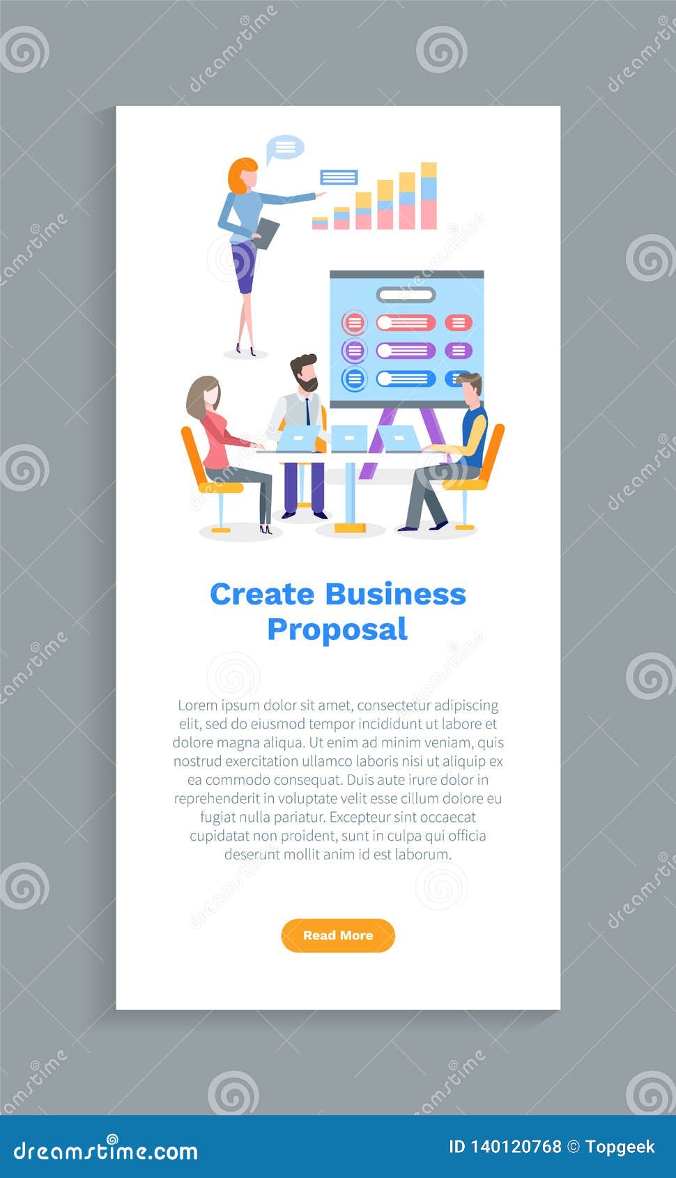 Create Business Proposal, Worker and Laptop Vector Stock Vector ...