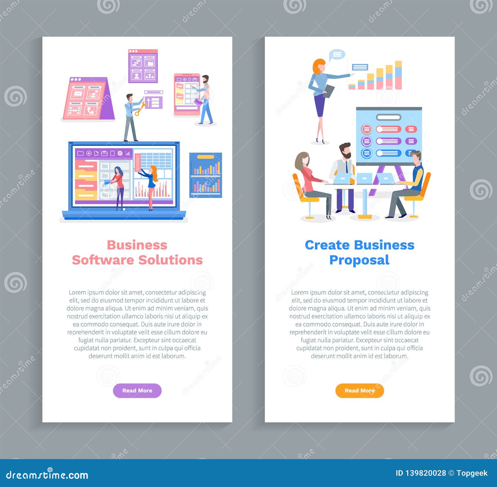 Business Software Solution, Create Proposal Set Stock Vector ...