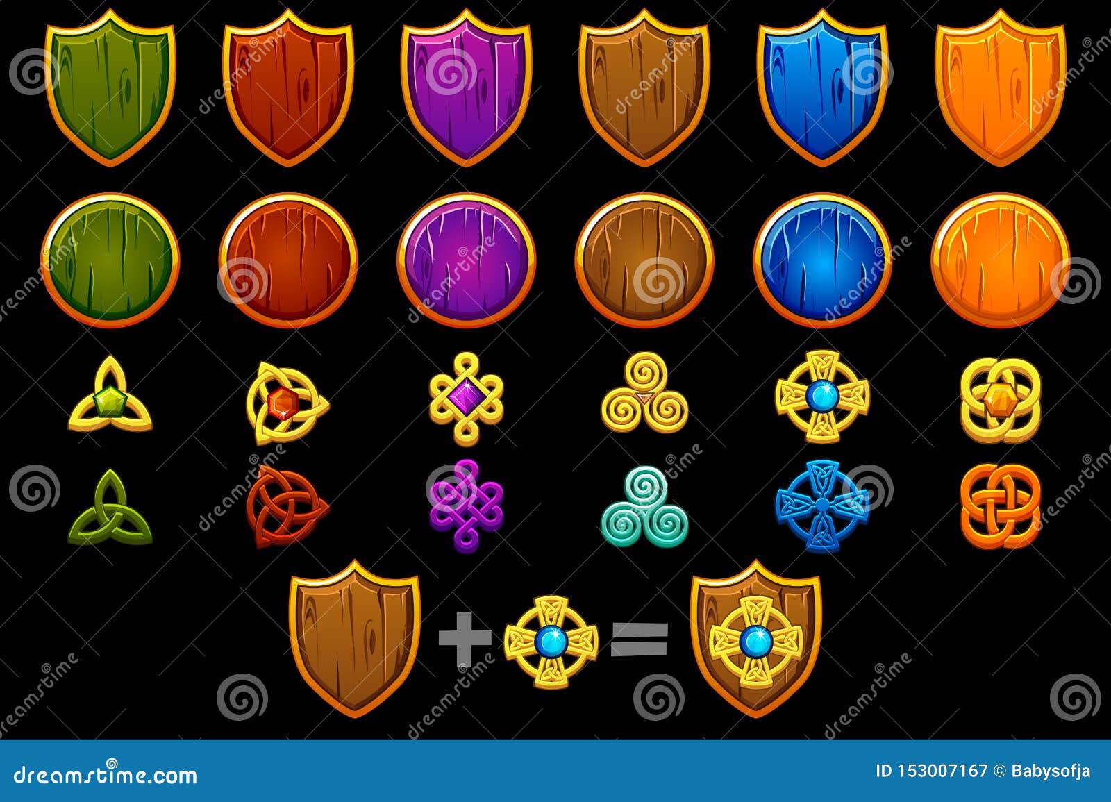 Celtic Shield With Gold And Swords. Vector Illustration | CartoonDealer ...