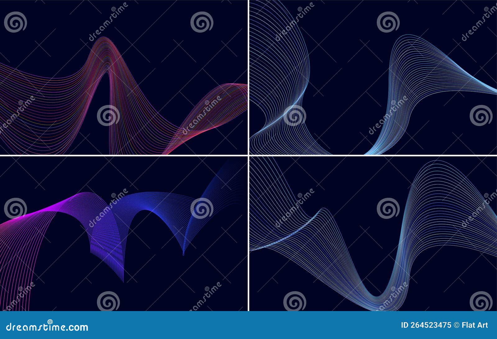 Create a Cohesive Aesthetic with this Set of 4 Geometric Wave Pattern ...
