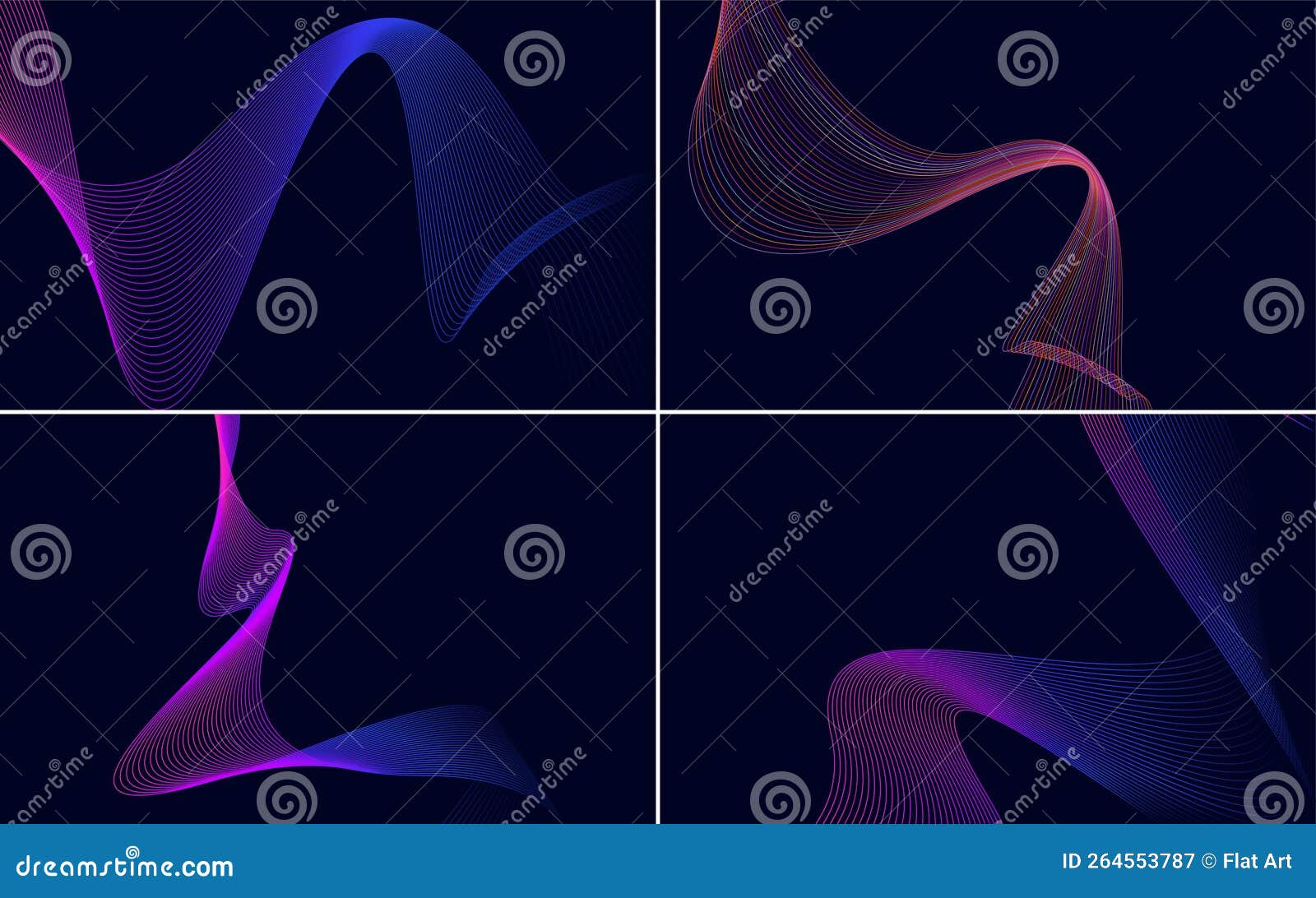 Create a Cohesive Aesthetic with this Set of 4 Geometric Wave Pattern ...