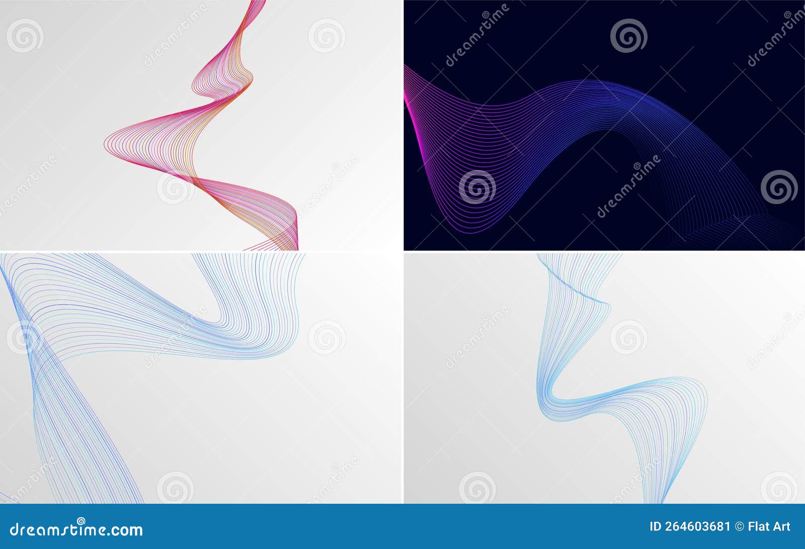 Create a Cohesive Aesthetic with this Set of 4 Geometric Wave Pattern ...