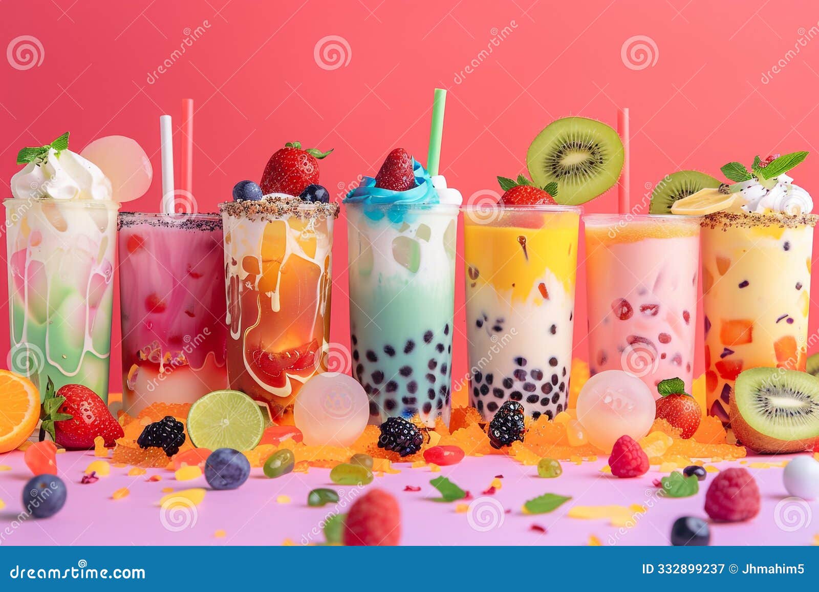 Create a Colorful and Eyecatching Design Featuring a Variety of Boba ...