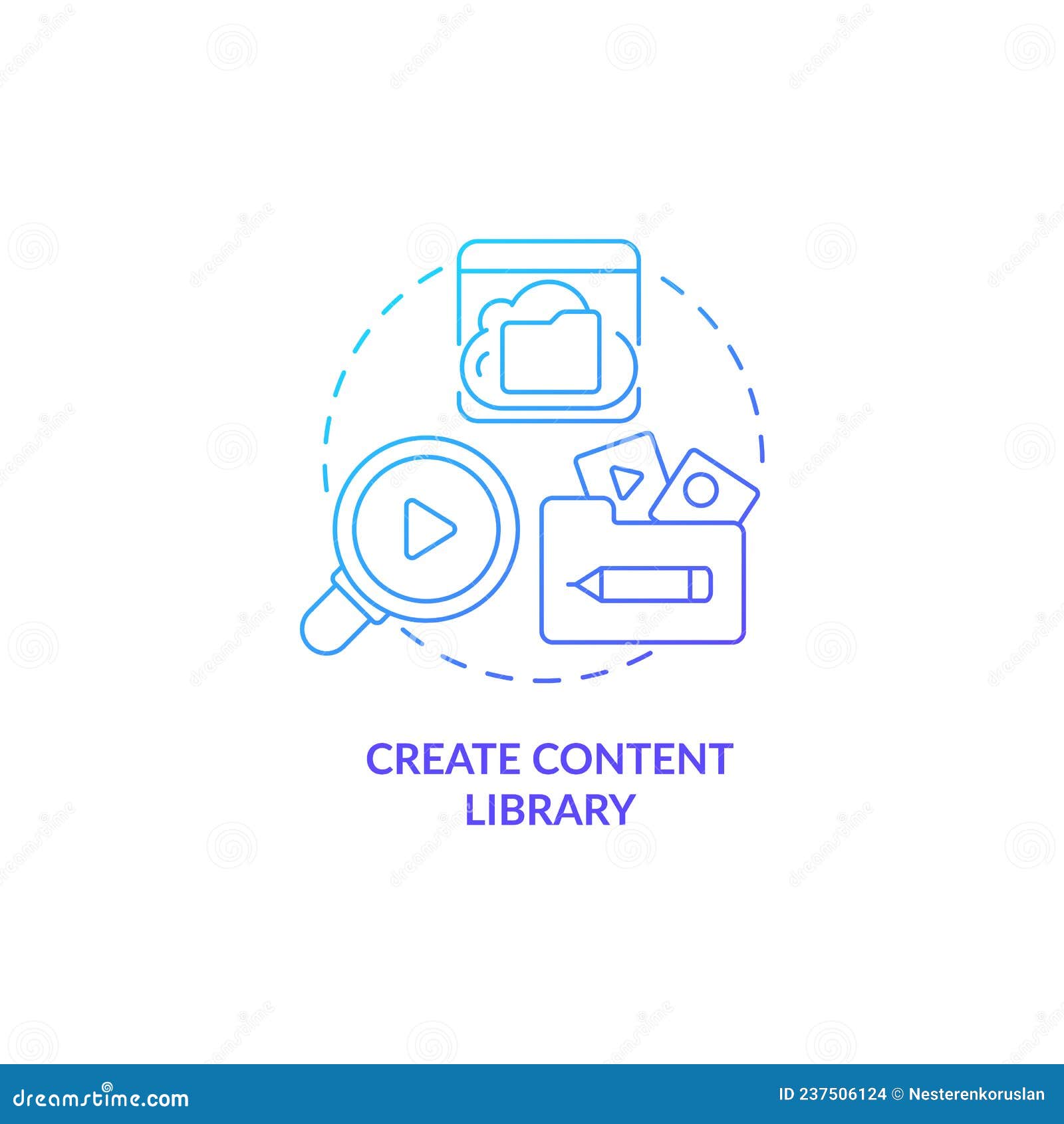 Create Content Library Blue Gradient Concept Icon Stock Vector ...
