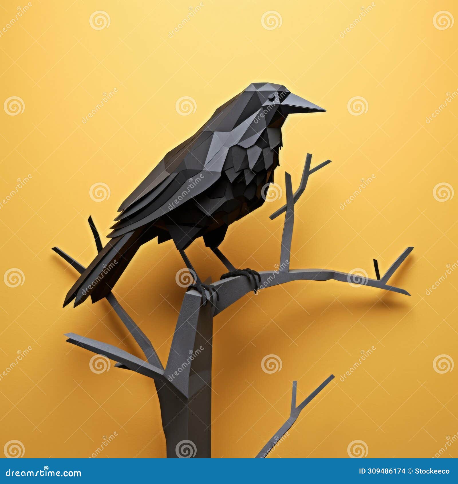 Create a Crow Paper Craft with a Polygon Design Stock Illustration ...