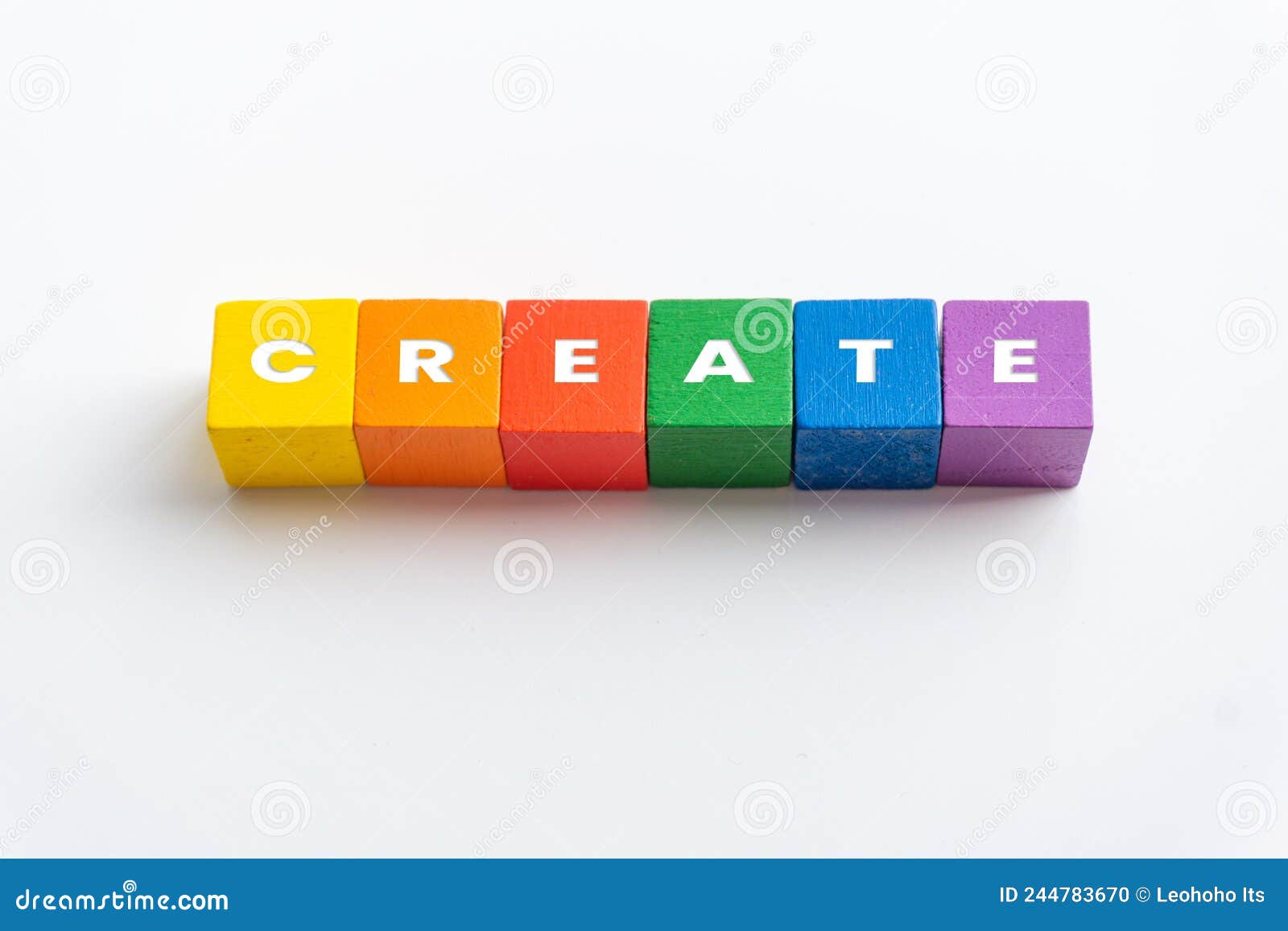 CREATE Cube Blocks on White Background. Wooden Blocks with the Word ...