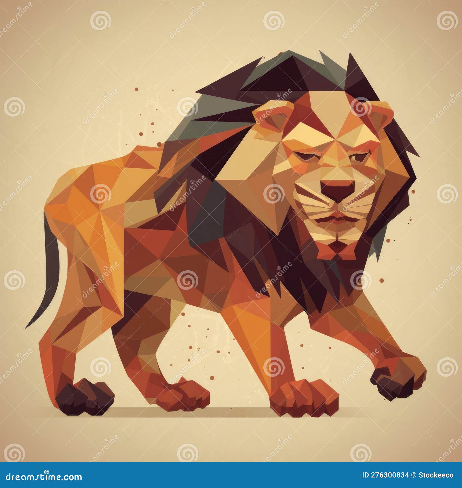 Create a Cubist-style Manticore with Minimal Lines Stock Illustration ...