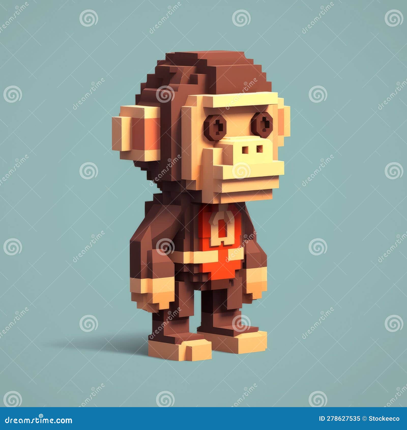 Create a Cute Chimp Character in Minecraft with Pixel Art Stock ...