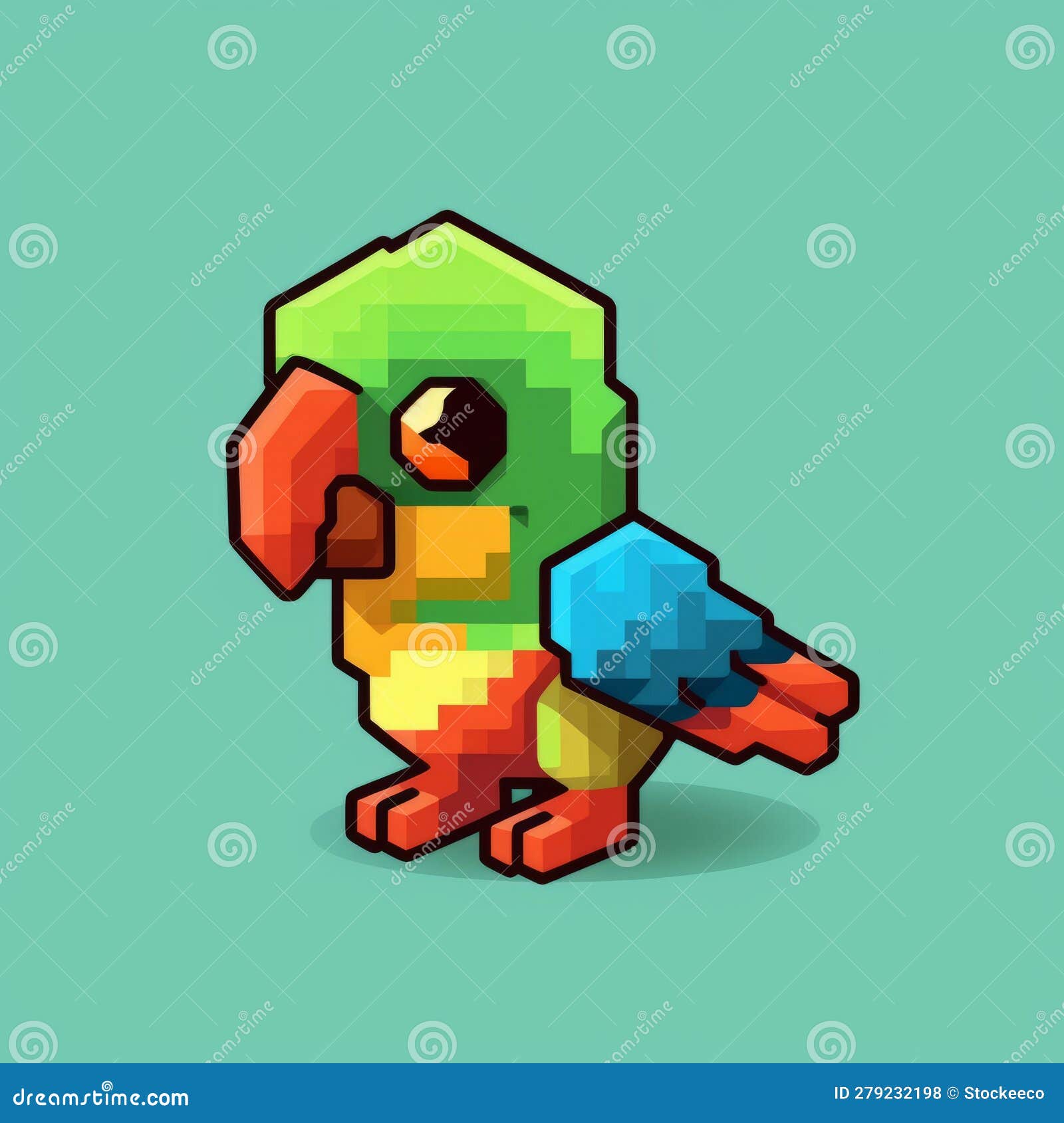 Create a Cute Parrot Character in Minecraft with Pixel Art Stock ...