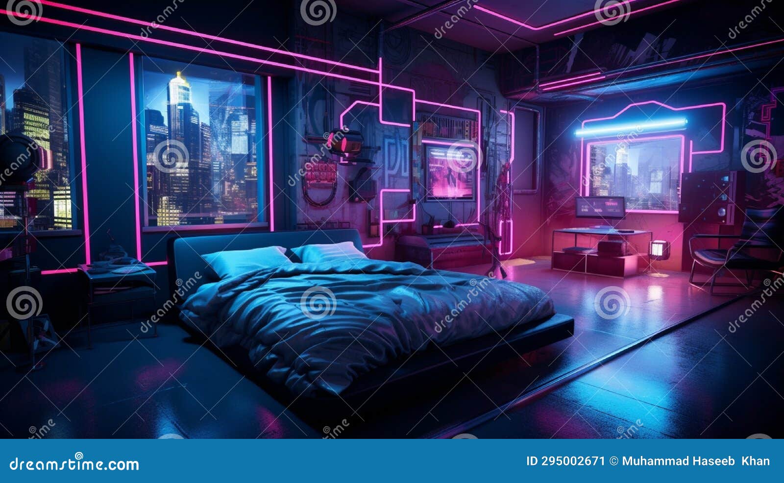 Create A Cyberpunk Inspired Luxury Neon Bedroom With Neon Signs
